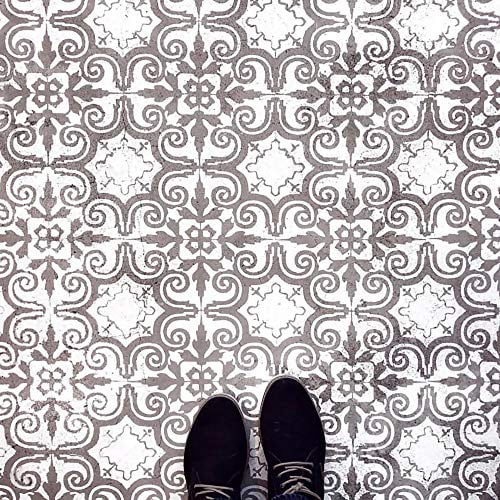 Porto Tile Stencil for Painting Floors - Repositionable Floor Stencil - Large Floor Stencils For ...