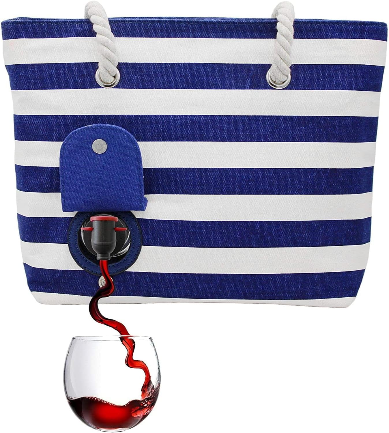 PortoVino Beach Wine Purse (Blue/White) - Tote with Hidden Compartment ...