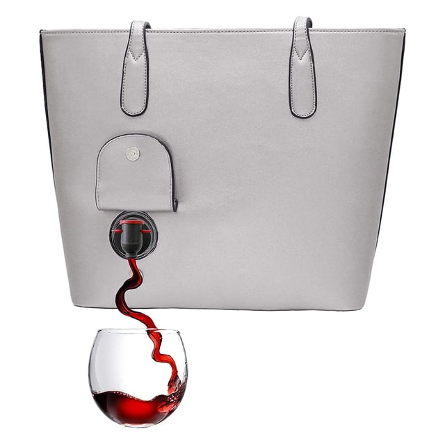PortoVino Classic Vegan Leather Wine Tote Bag - Discreet Reusable ...