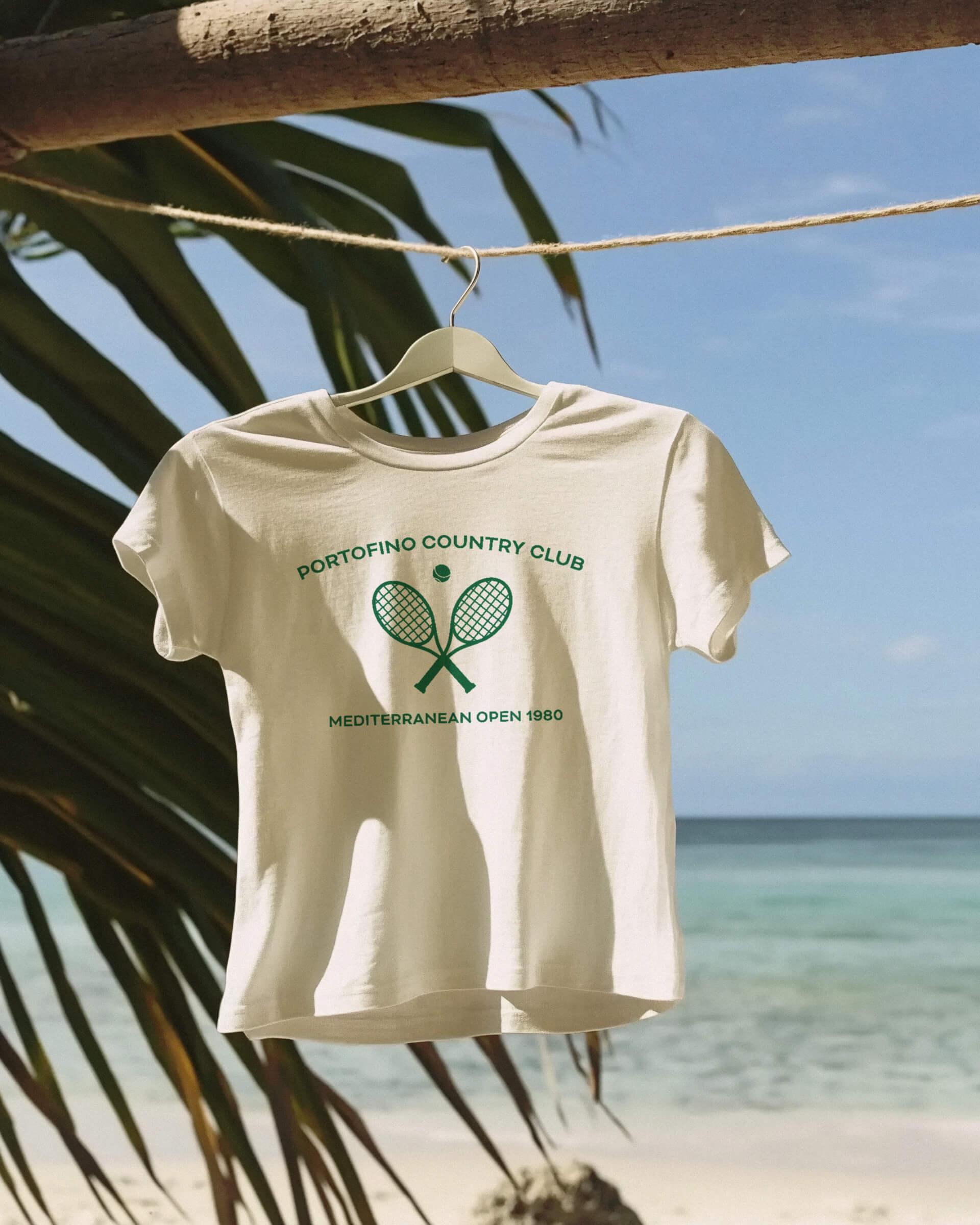 Portofino Italy Country Club Baby Tee Retro Tennis Graphic Baby Tee ...