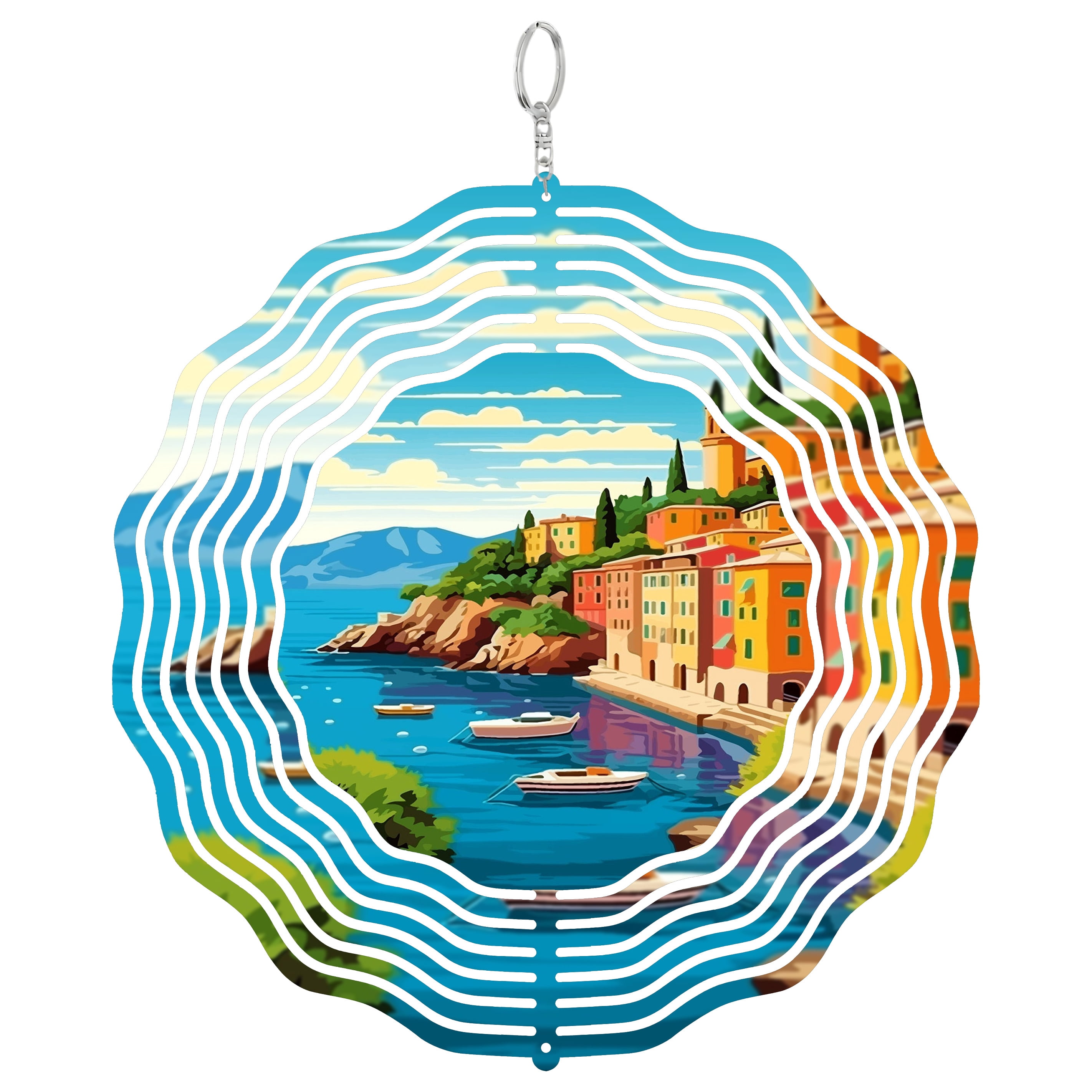 Portofino Italy Harbor Wind Spinner Stainless Steel Decor - Walmart.com