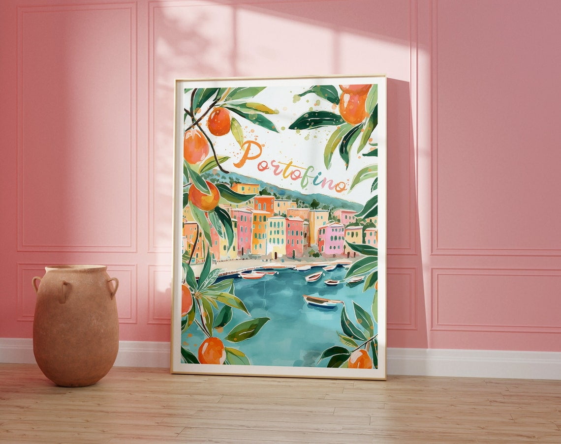 Portofino Italy Poster Art: Colorful Italian Riviera Poster, Unframed ...