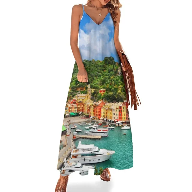 Portofino Italy Sleeveless Dress beach outfits for women Female dress dress summer - Walmart.com