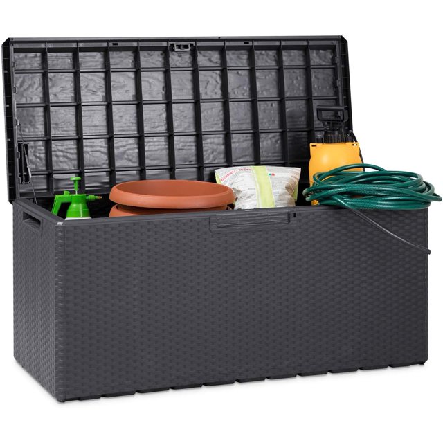 Portofino Large 90 Gallon Plastic Outdoor Storage Deck Box - Lockable ...