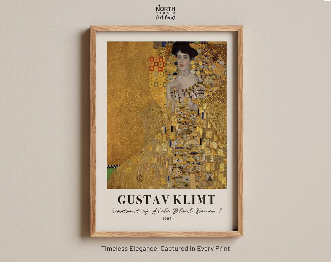 Portrait Of Adele Bloch-Bauer Print, Gustav Klimt Print, Luxurious Art ...