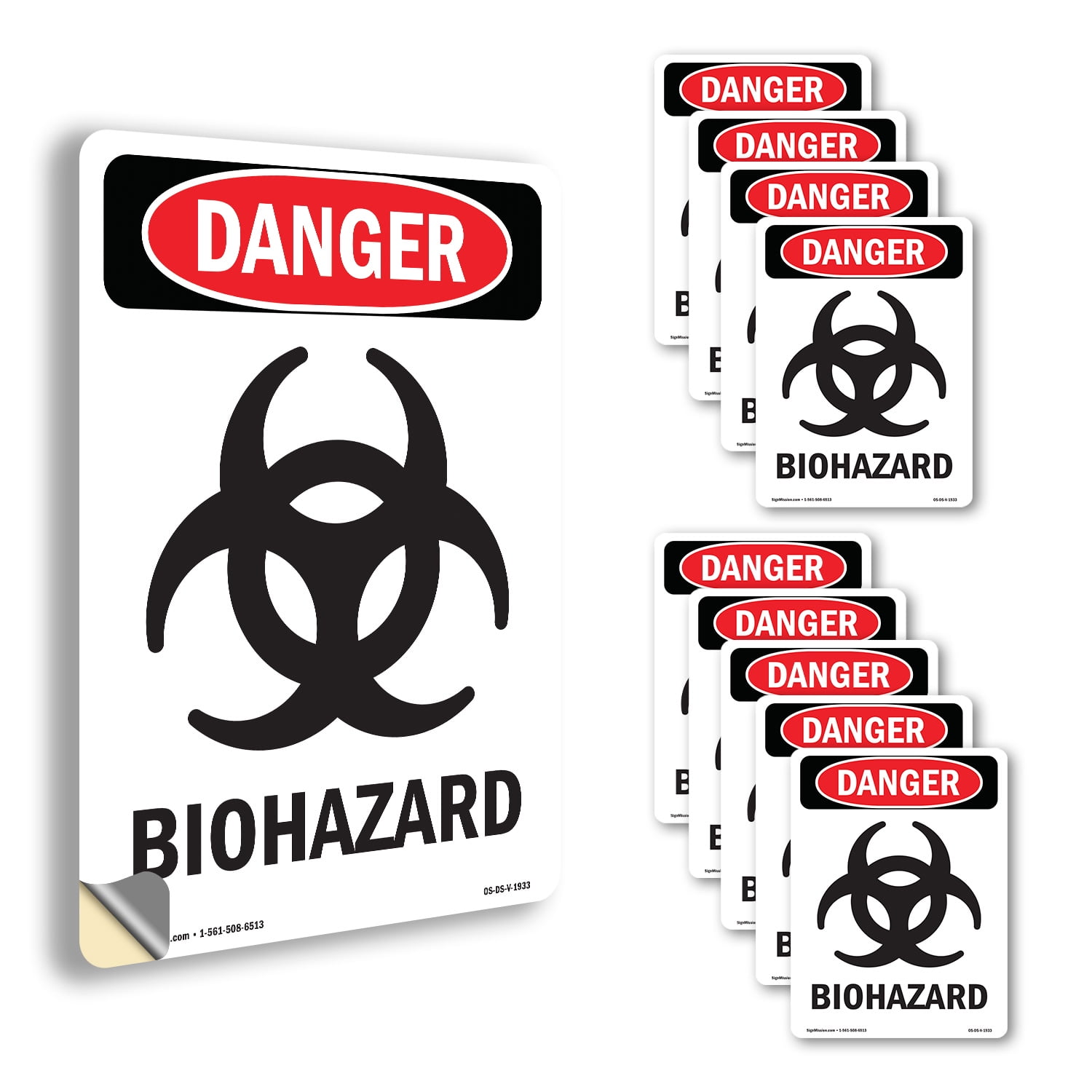 Portrait Biohazard OSHA Danger Vinyl Decal Label 24 Inch x 18 Inch - 10 ...