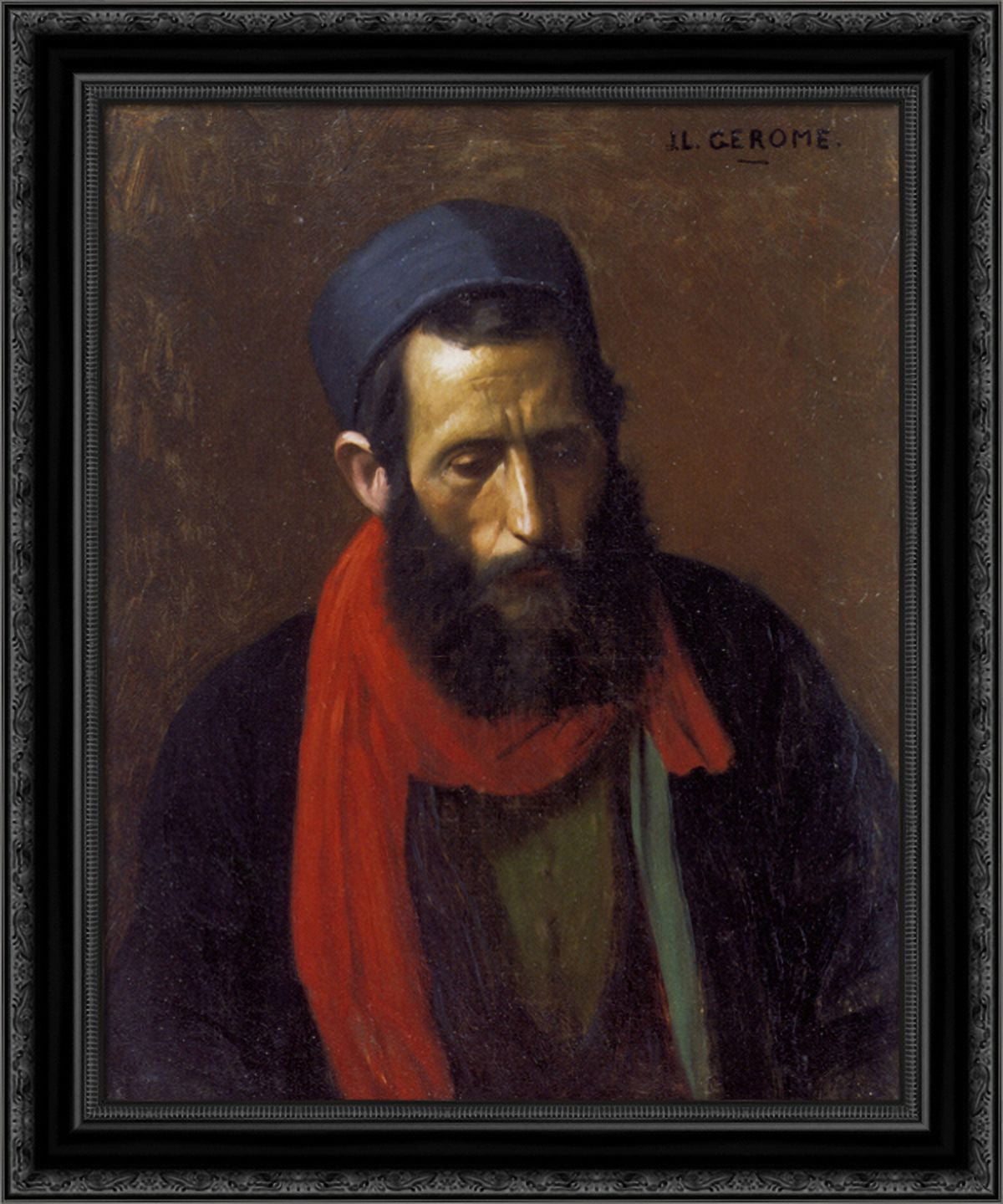 Portrait D'Un Juif 20x24 Black Ornate Wood Framed Canvas Art by Gerome ...
