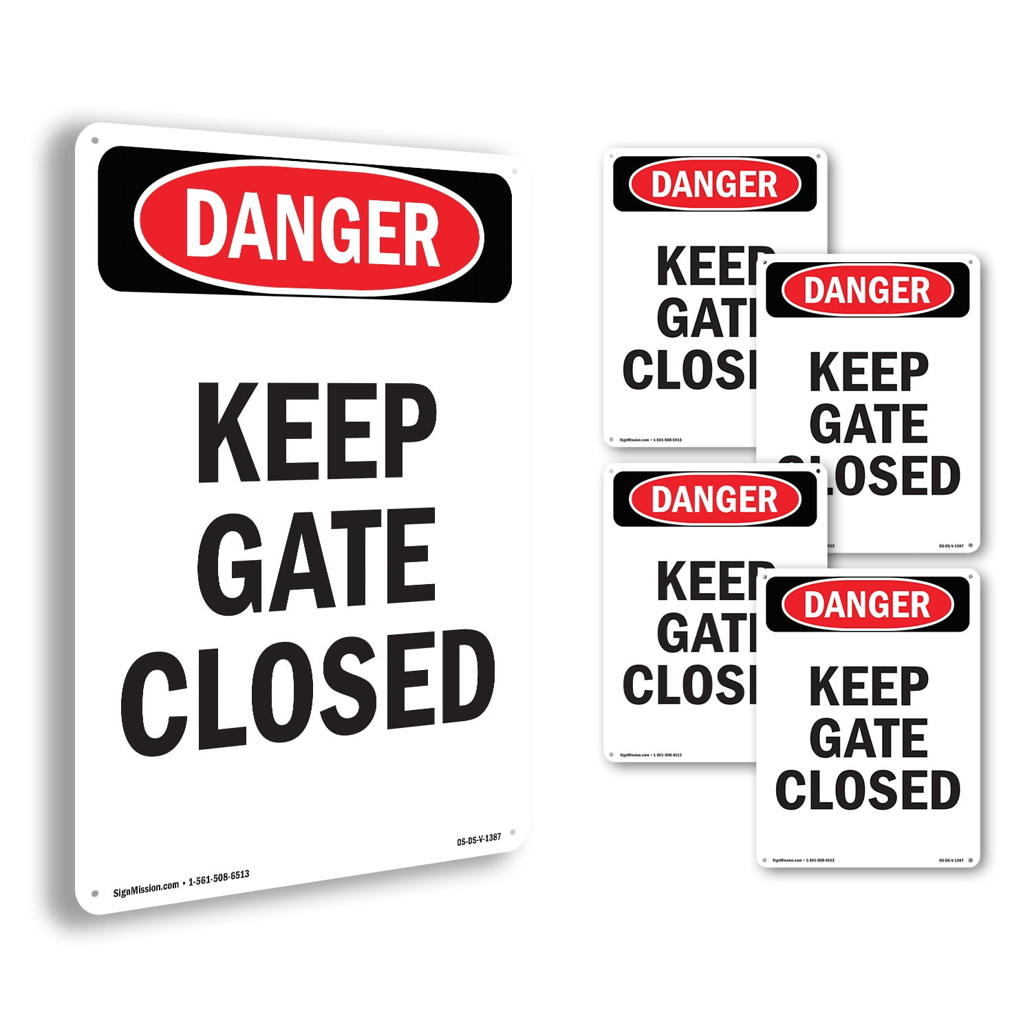 Portrait Keep Gate Closed OSHA Danger Rigid Plastic Sign 18 Inch x 12 ...