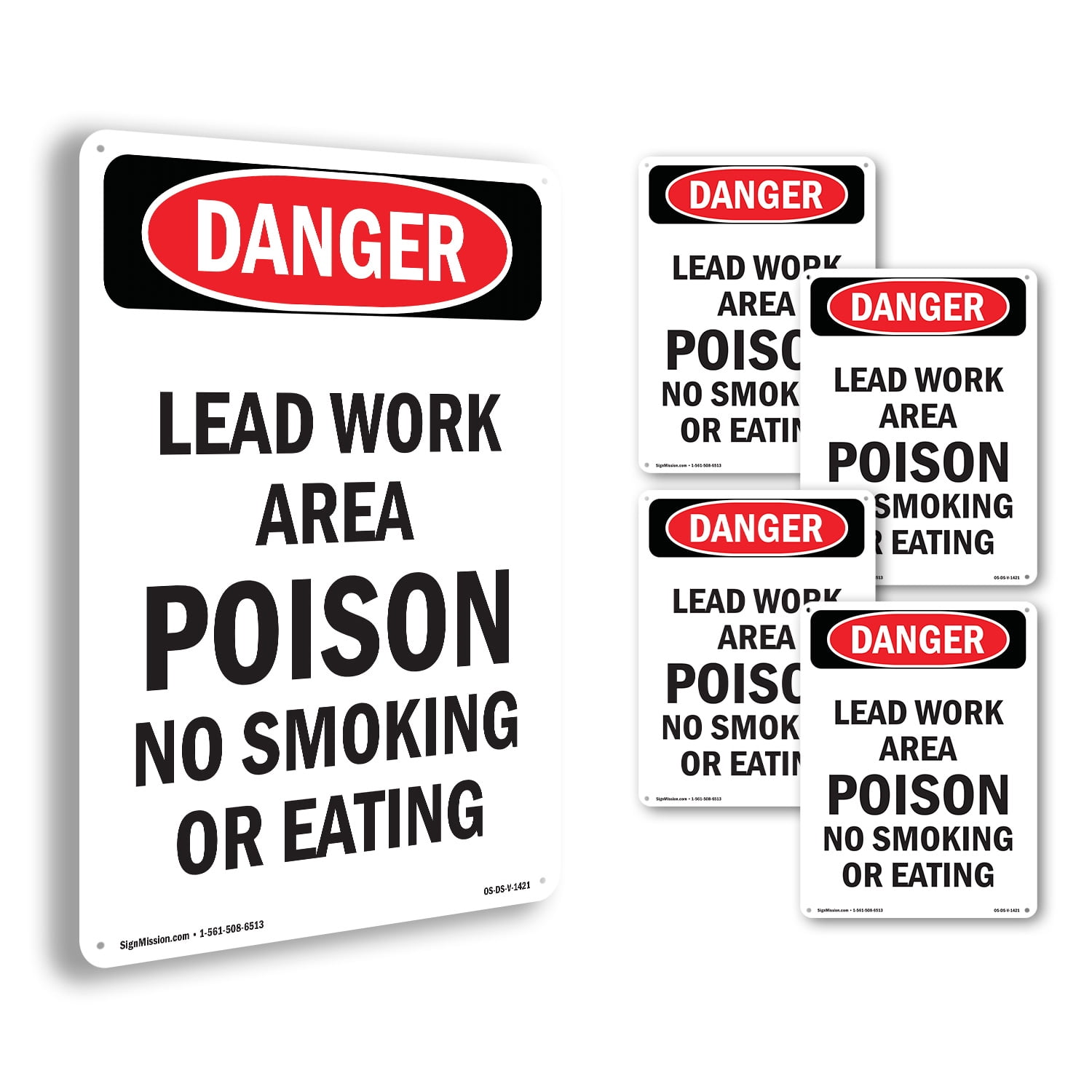 Portrait Lead Work Area Poison No Smoking Eating OSHA Danger Aluminum ...
