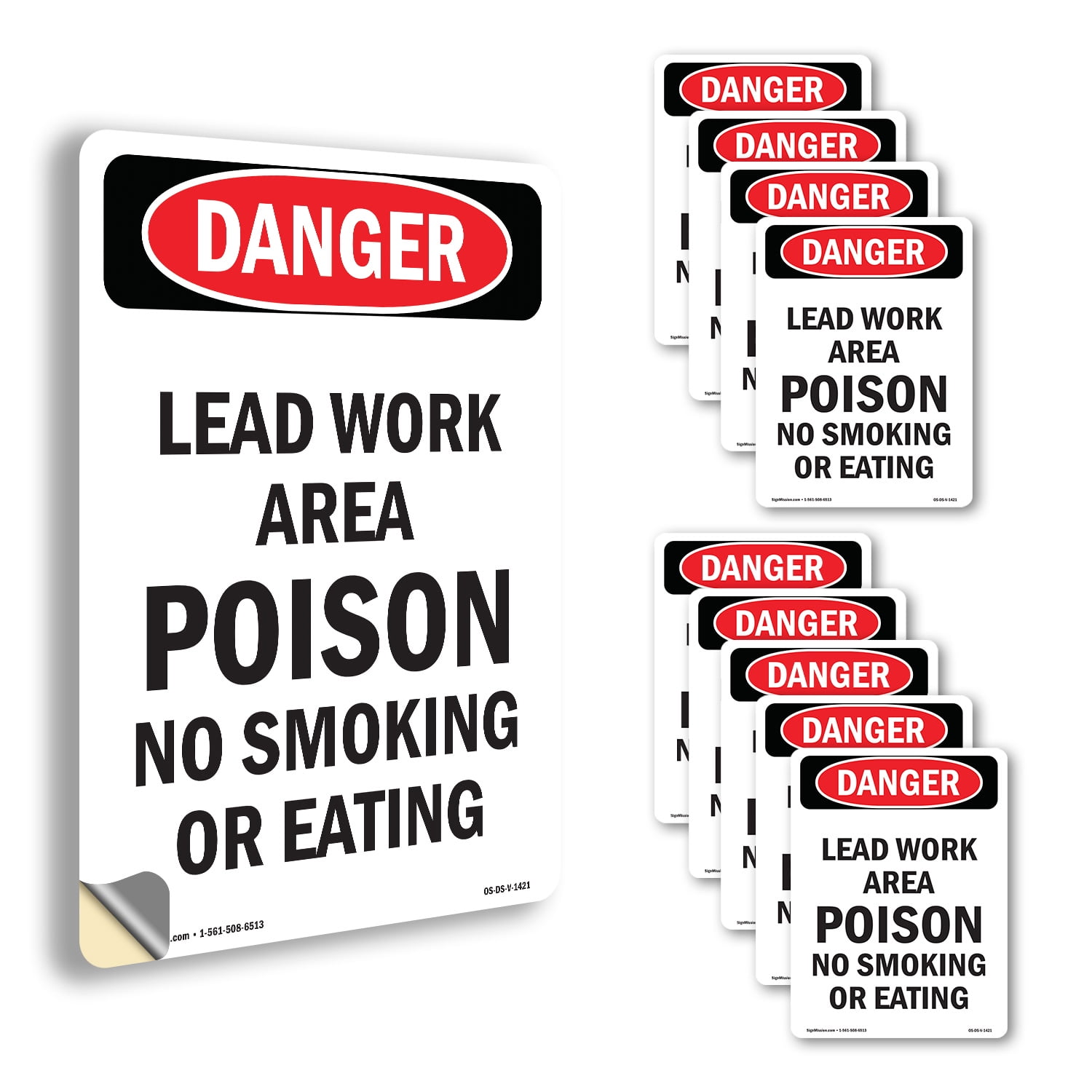 Portrait Lead Work Area Poison No Smoking Eating OSHA Danger Vinyl ...