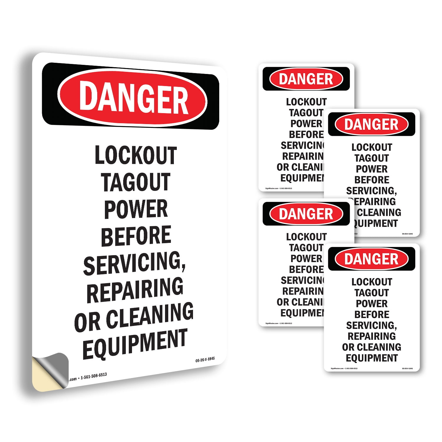 Portrait Lockout Tagout Power Before Servicing OSHA Danger Vinyl Decal ...