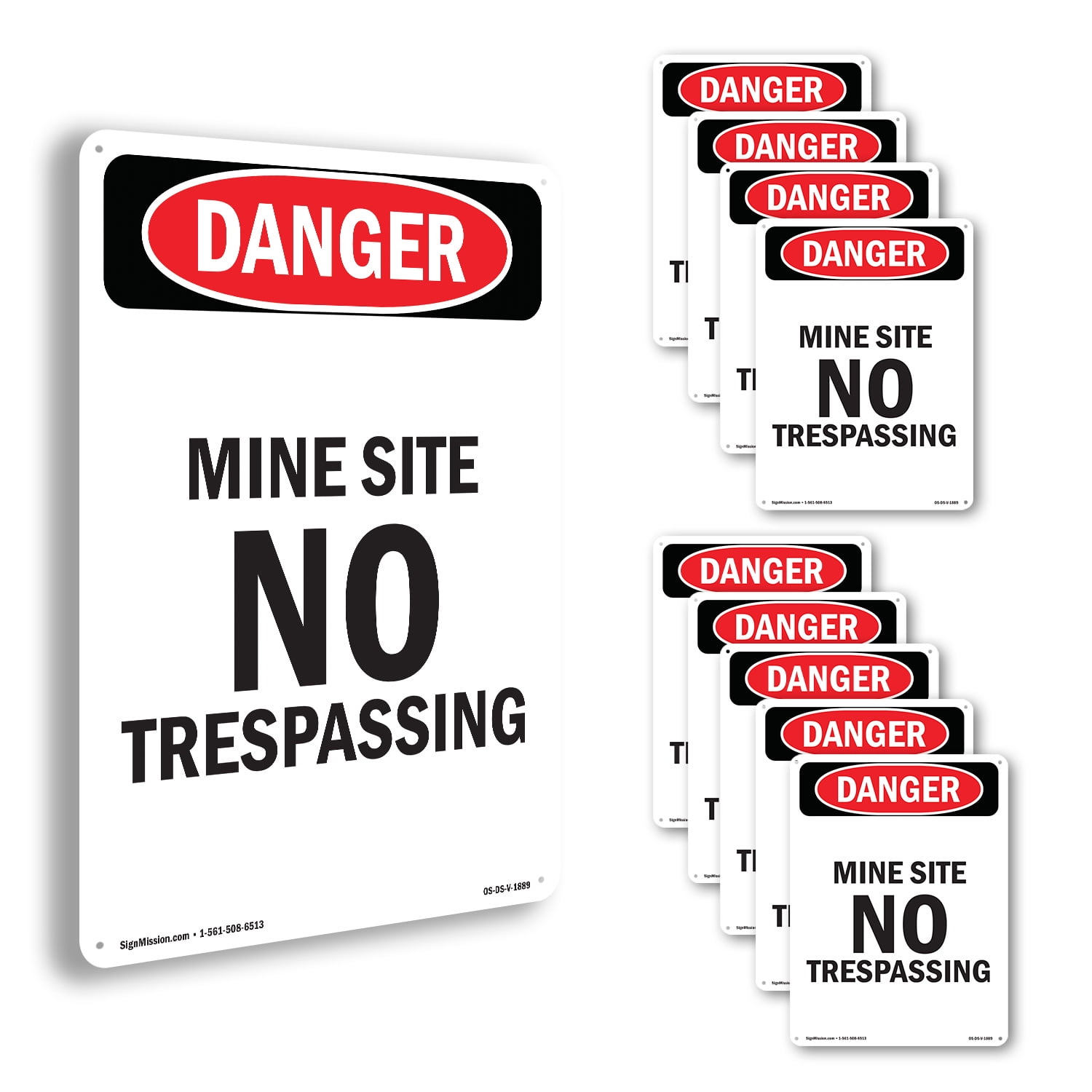 Portrait Mine Site No Trespassing OSHA Danger Aluminum Sign 14 Inch x 10 Inch - 10 Pack ...