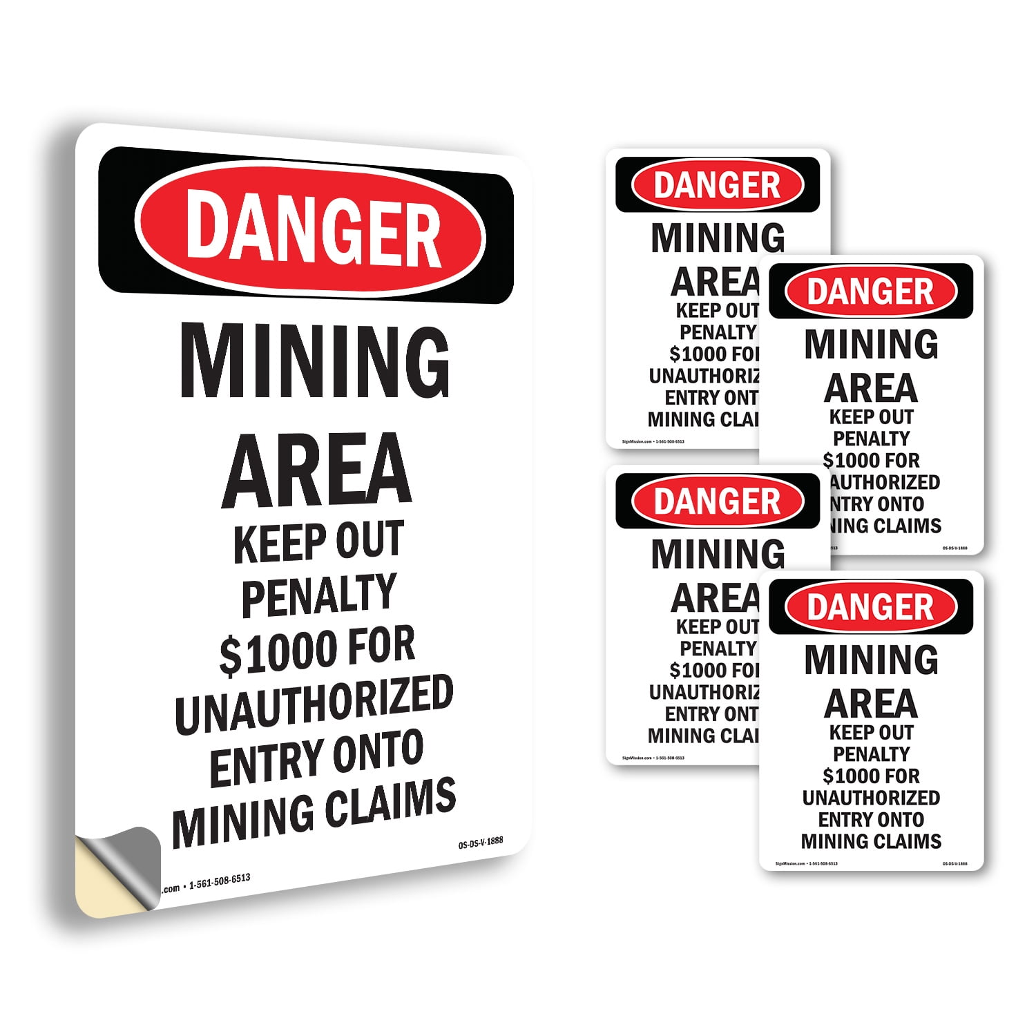 Portrait Mining Area Keep Out OSHA Danger Vinyl Decal Label 18 Inch x ...