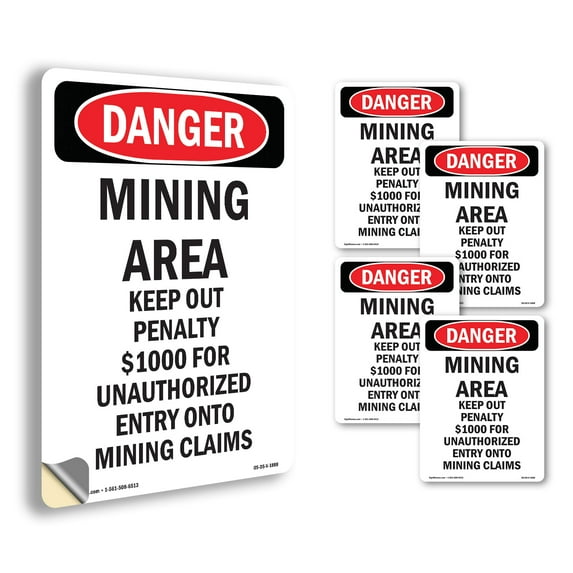 Portrait Mining Area Keep Out OSHA Danger Vinyl Decal Label 18 Inch x ...