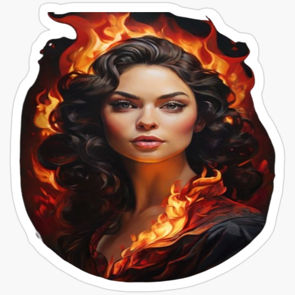 Portrait Of A Lady On Fire Sticker Phone Decal Water Bottle Stickers ...