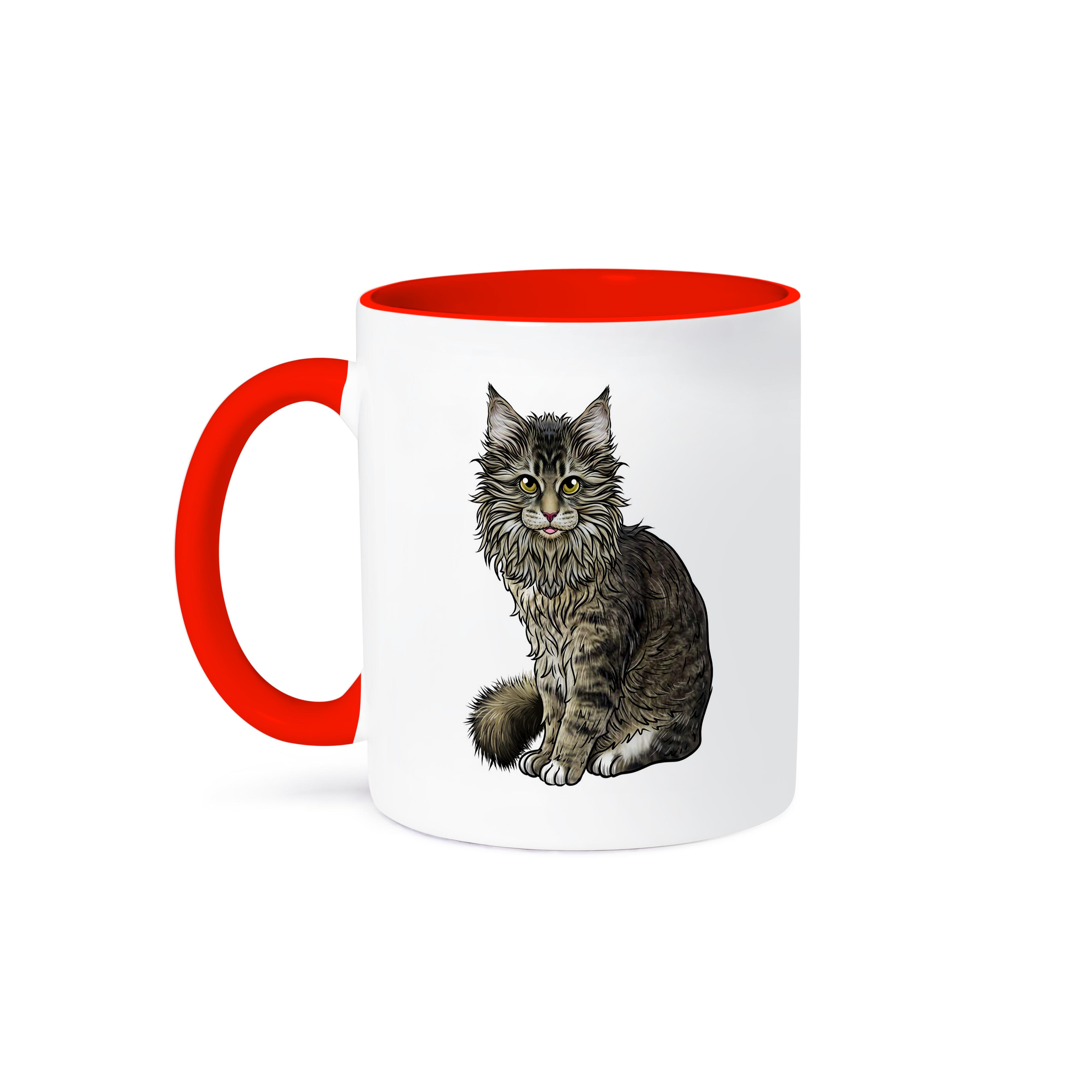Portrait Of A Maine Coon Cat Kitten Coonie Catlover, 11oz Two-Tone Red ...