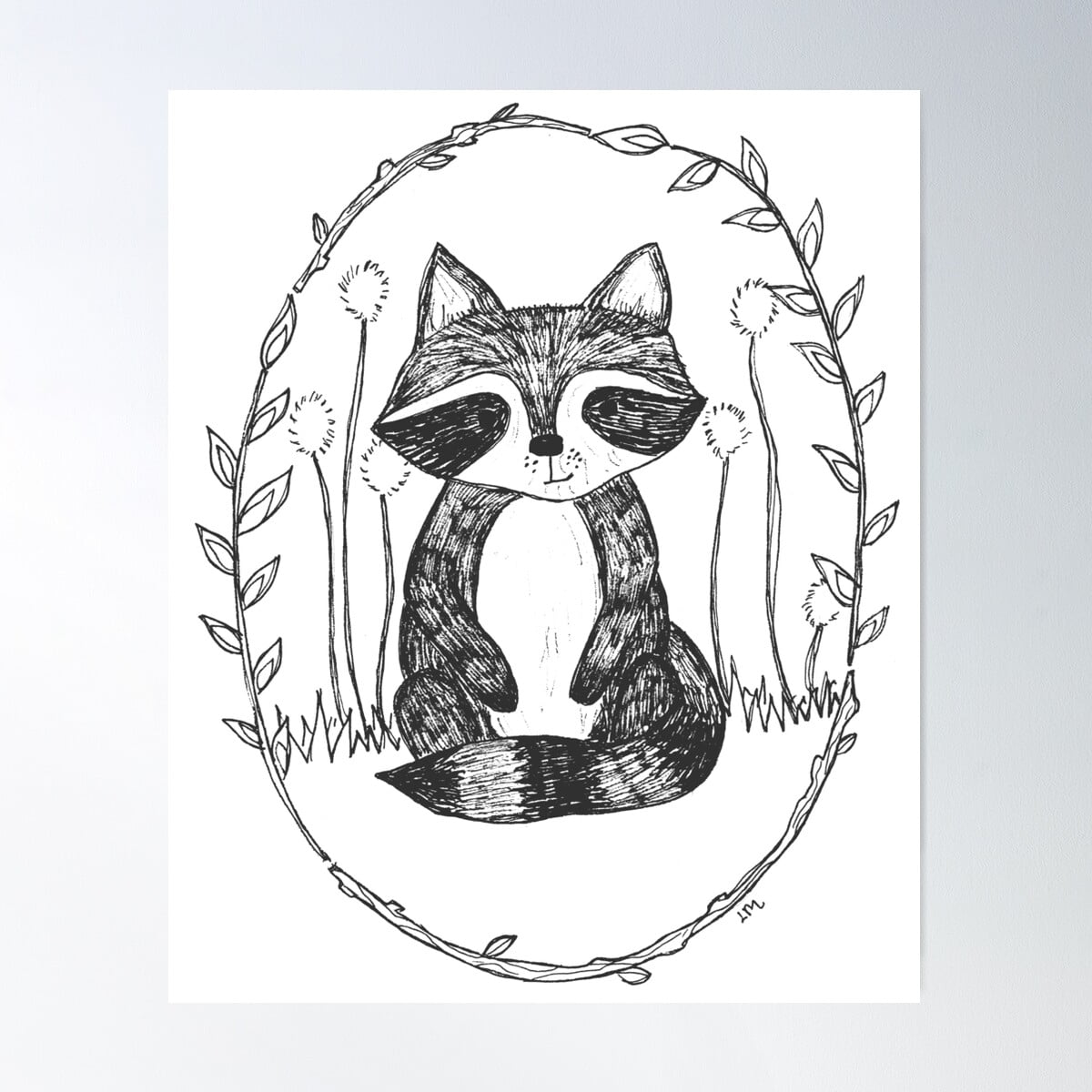 Portrait Of A Raccoon Poster Wall Art, Modern Wall Decor For Living ...