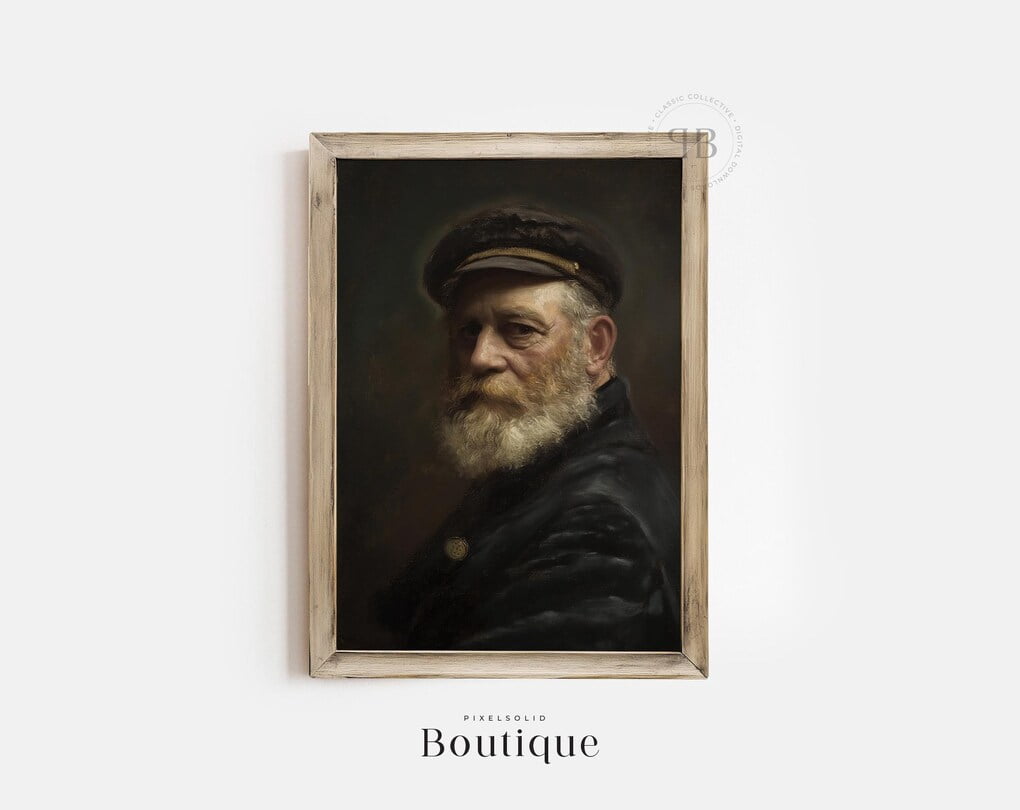 Portrait Oil Painting Of A Ship Captain, Dark Moody Portrait Art ...