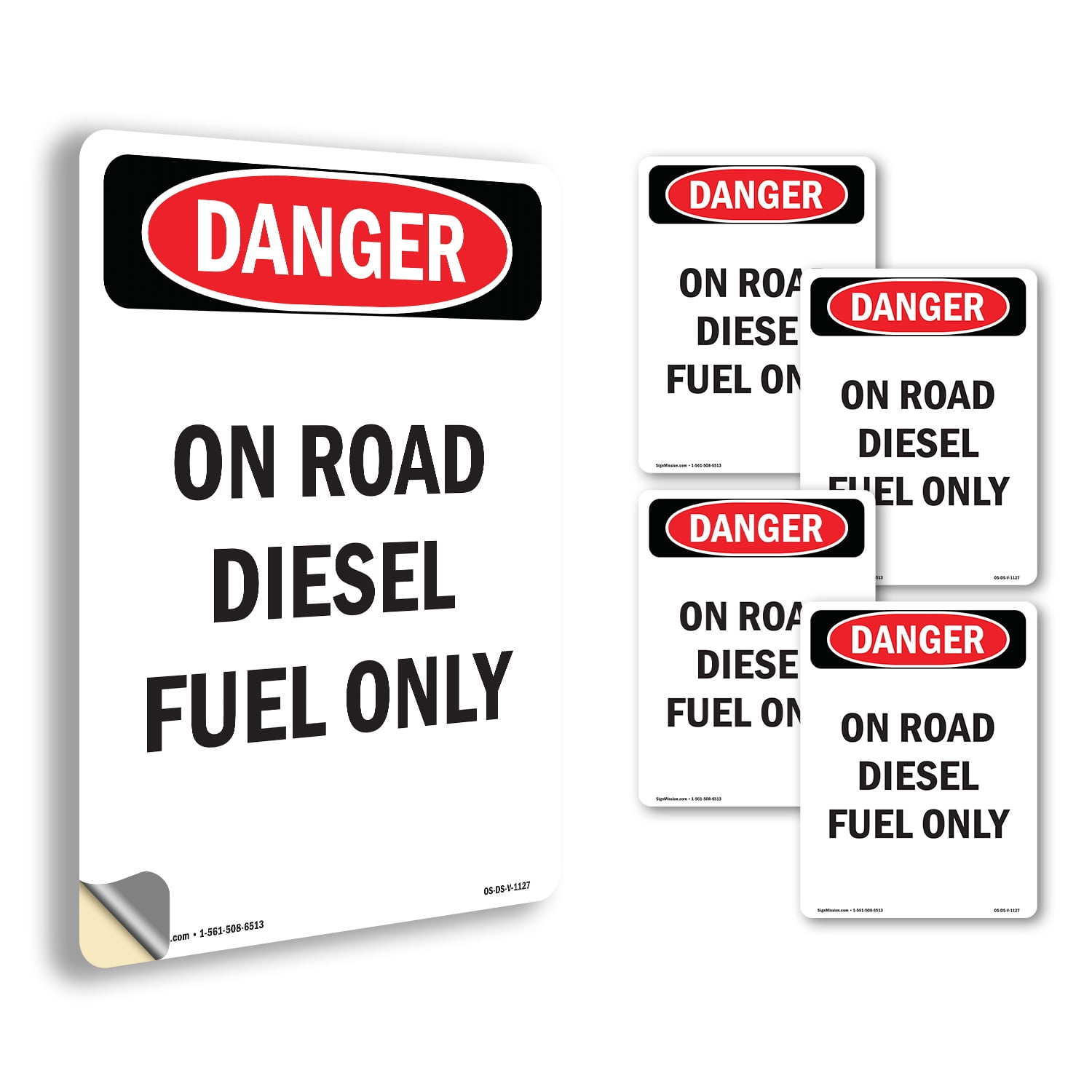 Portrait On Road Diesel Fuel Only OSHA Danger Vinyl Decal Label 18 Inch ...