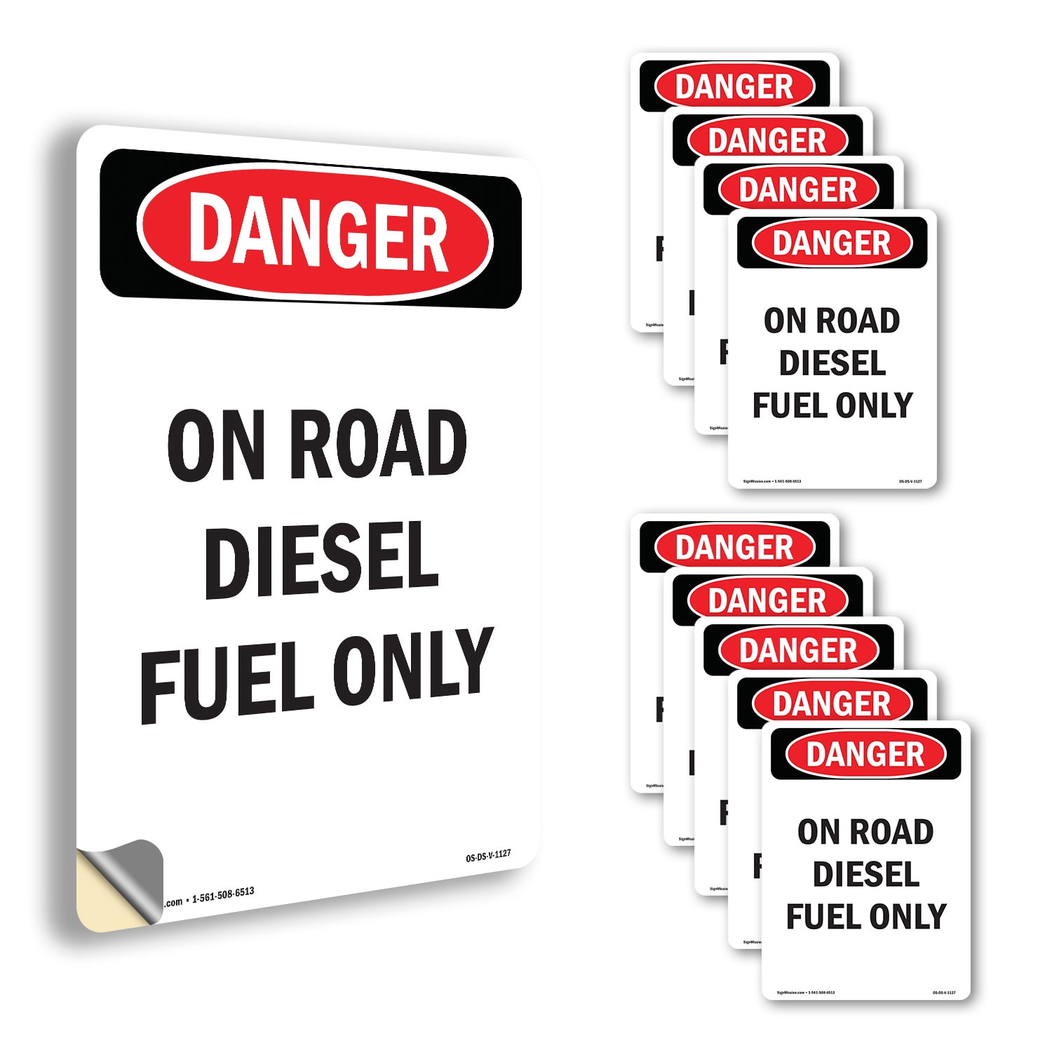 Portrait On Road Diesel Fuel Only OSHA Danger Vinyl Decal Label 24 Inch ...