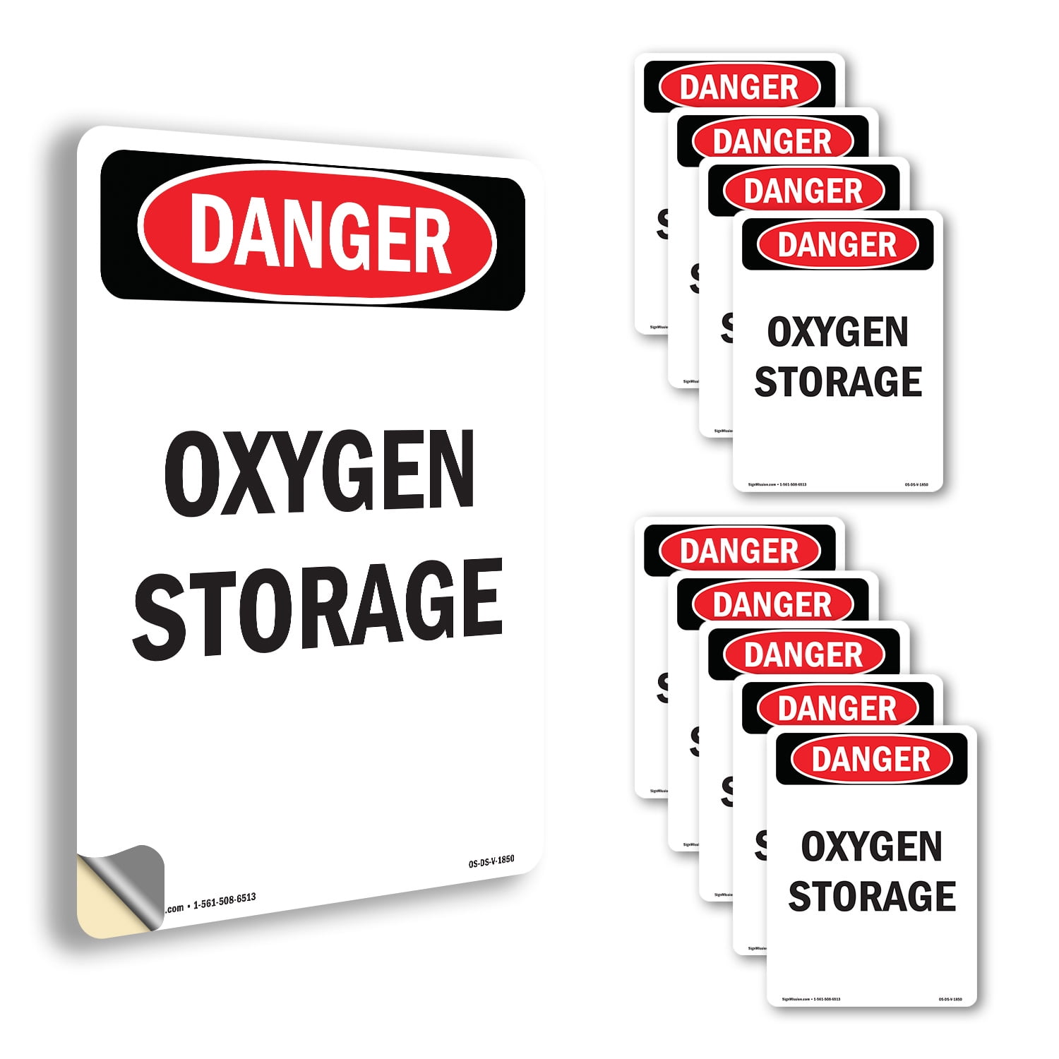 Portrait Oxygen Storage OSHA Danger Vinyl Decal Label 18 Inch x 12 Inch ...