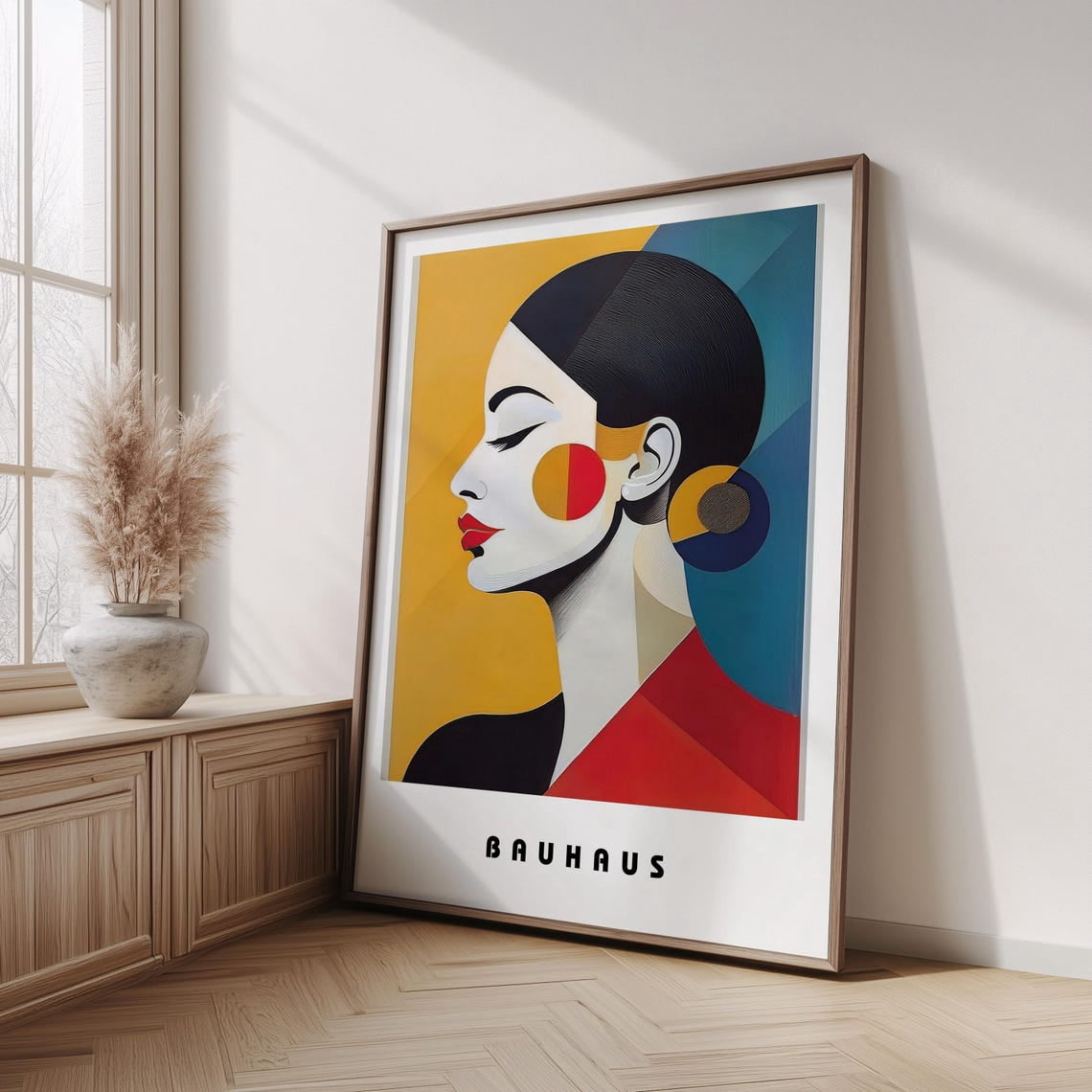 Portrait Poster Geometric Mid Century Wall Art Colorful Human Face ...