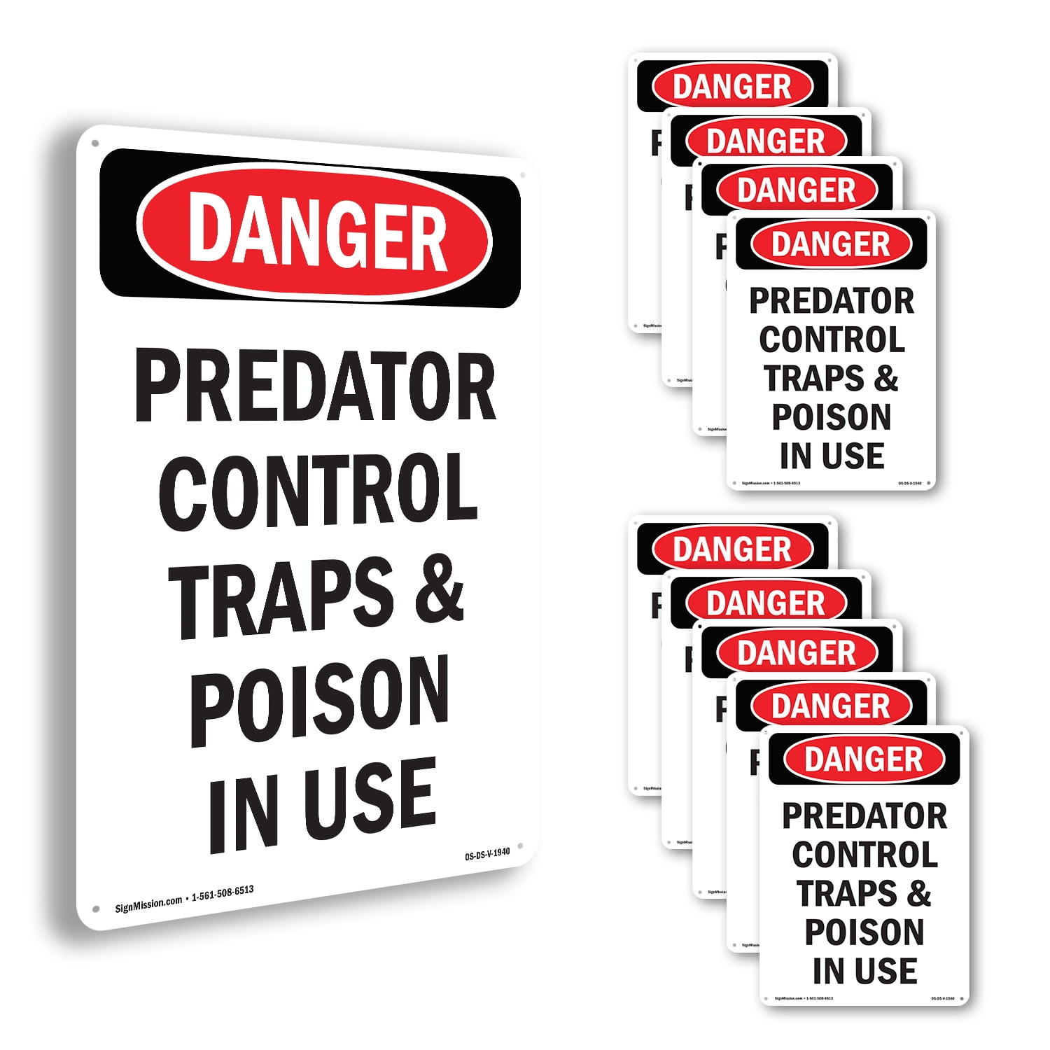Portrait Predator Control Traps OSHA Danger Aluminum Sign 24 Inch x 18 ...
