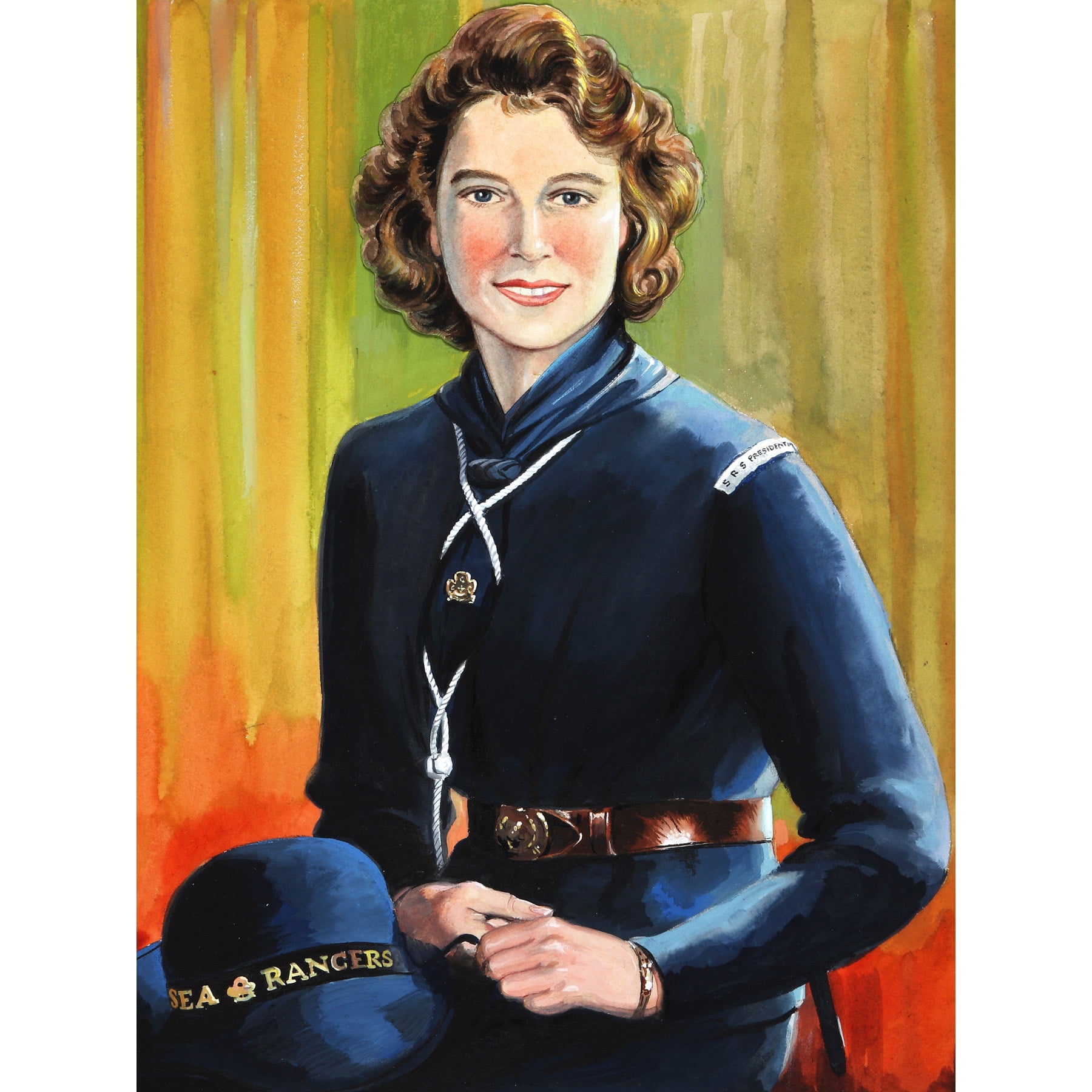 Portrait Princess Elizabeth Windsor Sea Ranger Uniform Painting Extra ...