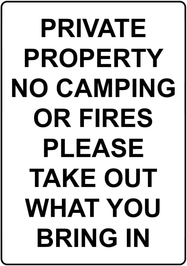 Portrait Private Property Or Camping No Fires Sign No Open Flame Signs ...