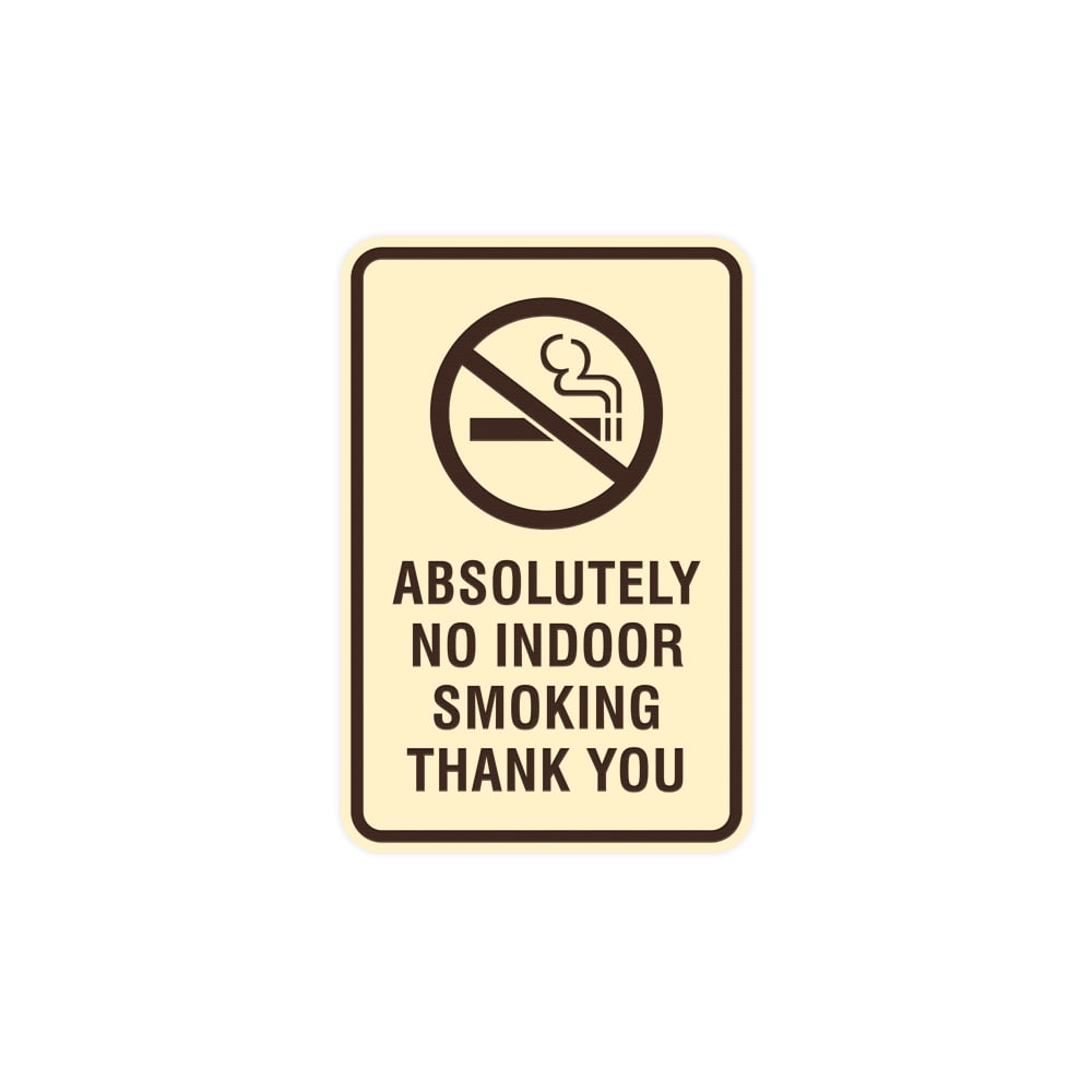 Portrait Round Absolutely No Indoor Smoking Thank You Sign (Ivory/Dark ...