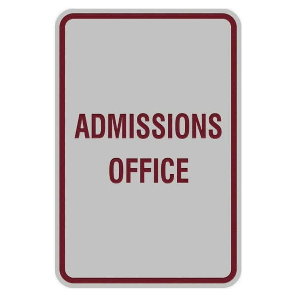 Portrait Round Admissions Office Sign (Light Grey / Burgundy) - Large 6 ...