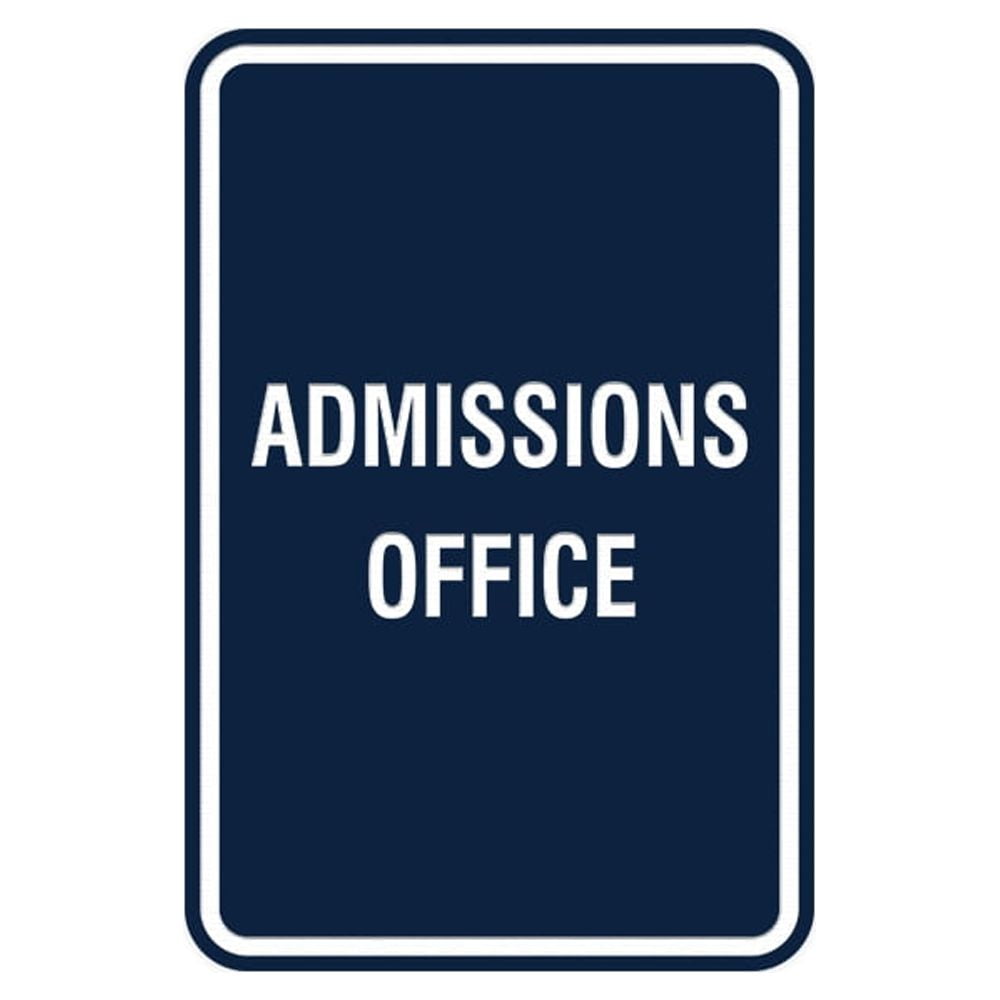 Portrait Round Admissions Office Sign (Navy Blue / White) - Small 4" x ...