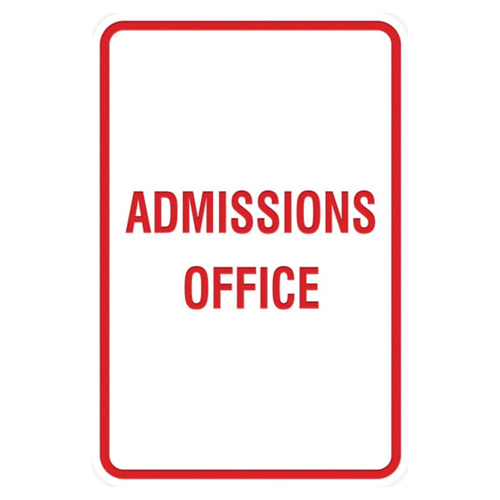 Portrait Round Admissions Office Sign (White/Red) - Large 6" x 8 ...