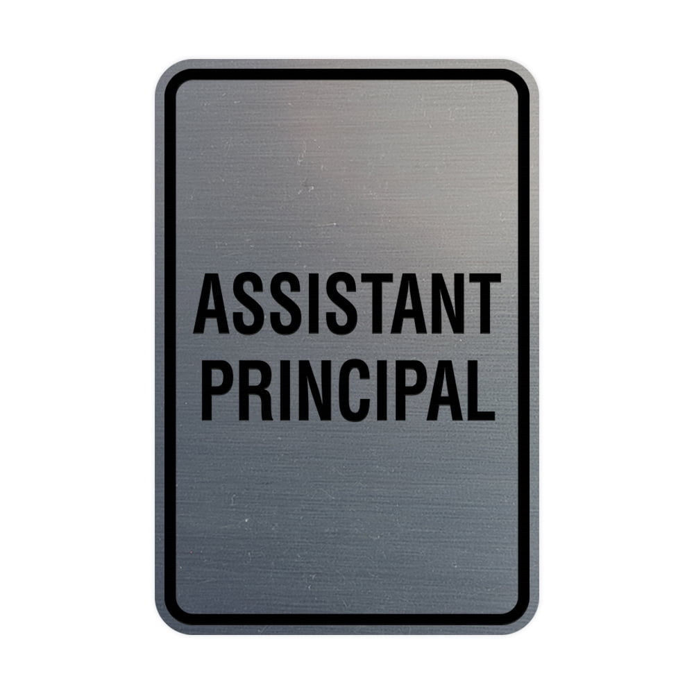 Portrait Round Assistant Principal Sign (Brushed Silver) - Large 6" x 8 ...