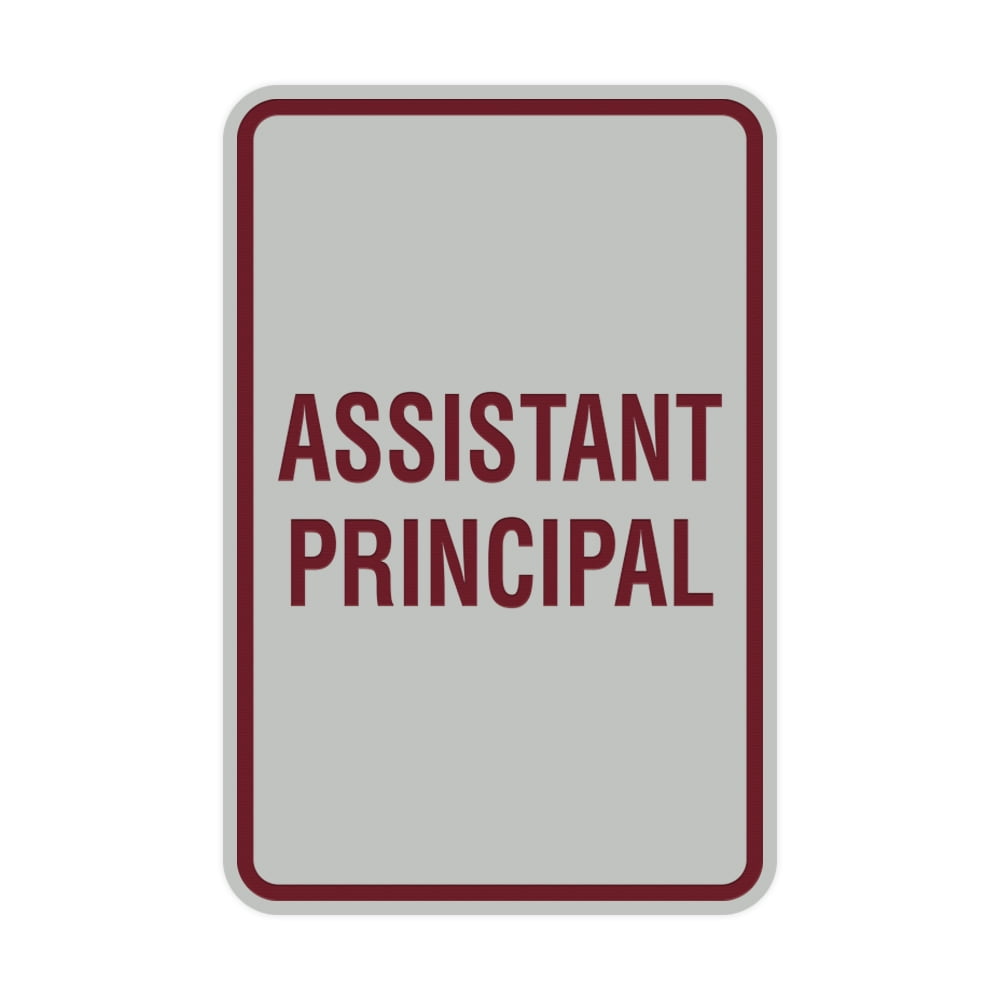 Portrait Round Assistant Principal Sign (Light Grey / Burgundy) - Large ...