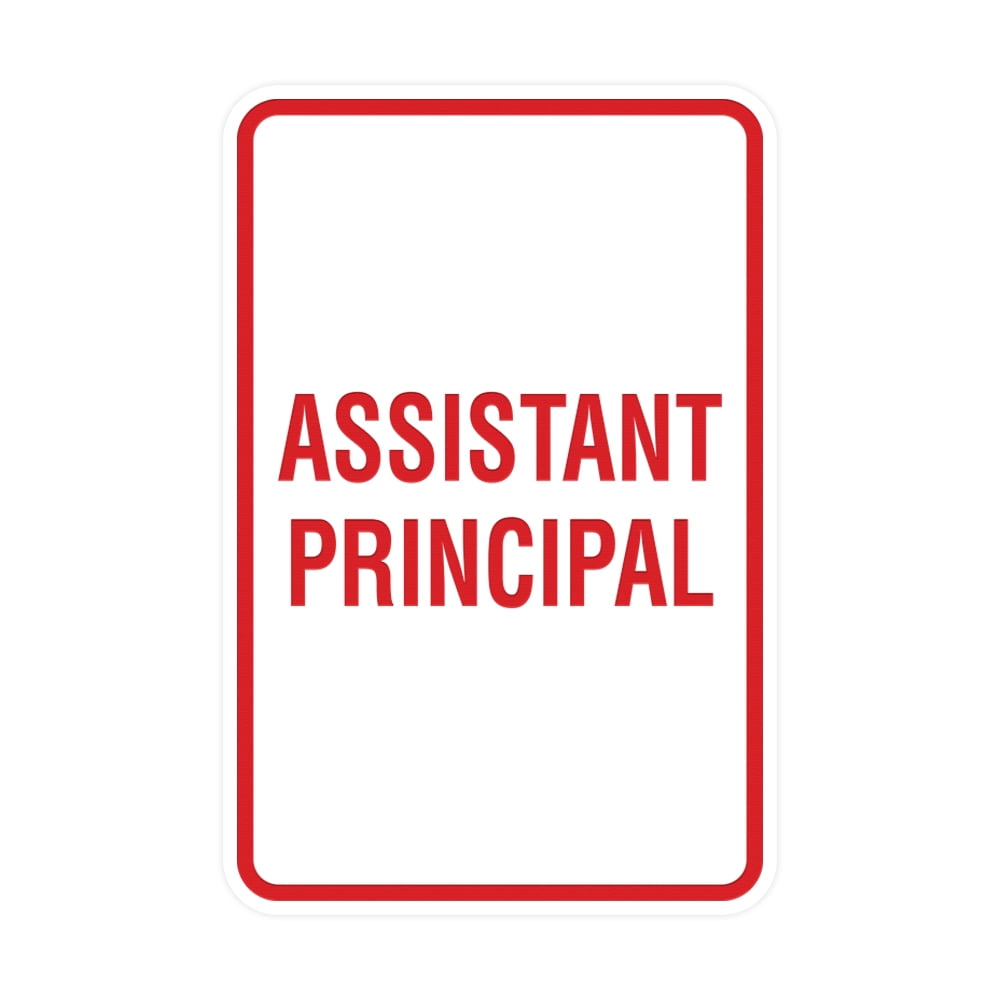 Portrait Round Assistant Principal Sign (White/Red) - Small 4" x 6 ...