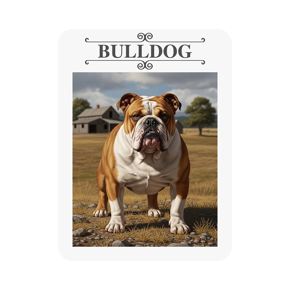 Portrait Round Bulldog (English Bulldog)y Wall or Door Sign | Classic ...