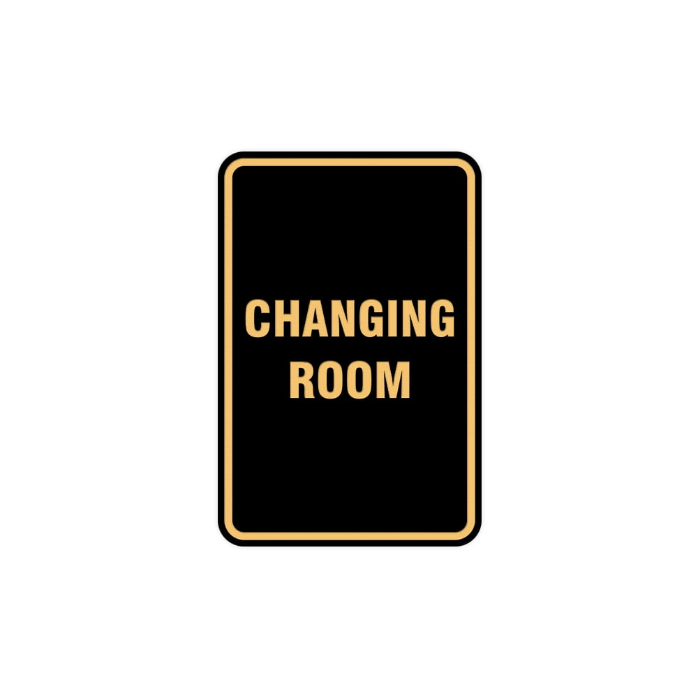 Portrait Round Changing Room Sign (Black /Gold) - Small 4" x 6 ...