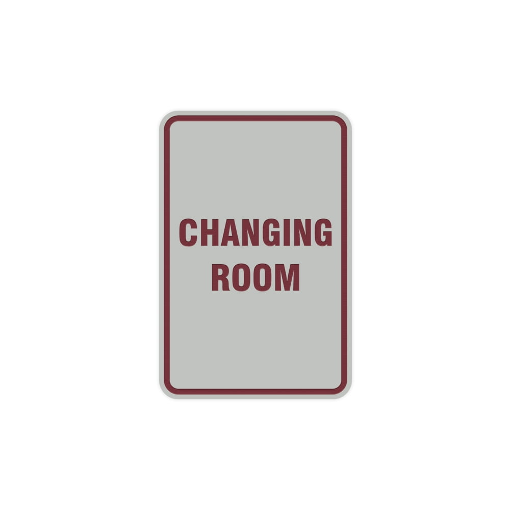 Portrait Round Changing Room Sign (Light Grey / Burgundy) - Large 6" x ...