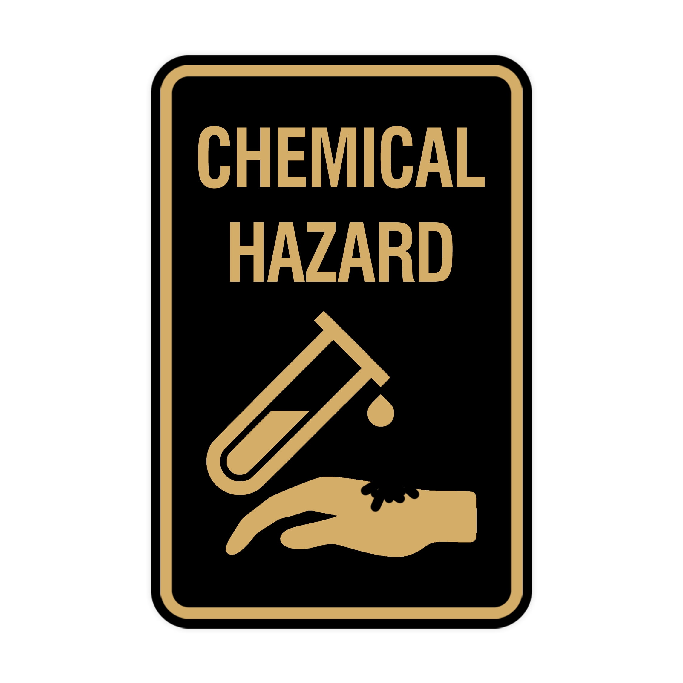 Portrait Round Chemical Hazard Sign (Black /Gold) - Small - Walmart.com
