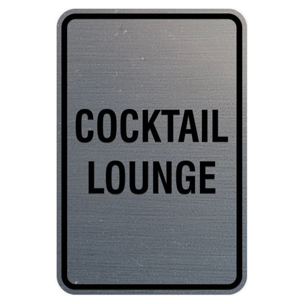 Portrait Round Cocktail Lounge Sign (Brushed Silver) - Large 6" x 8 ...