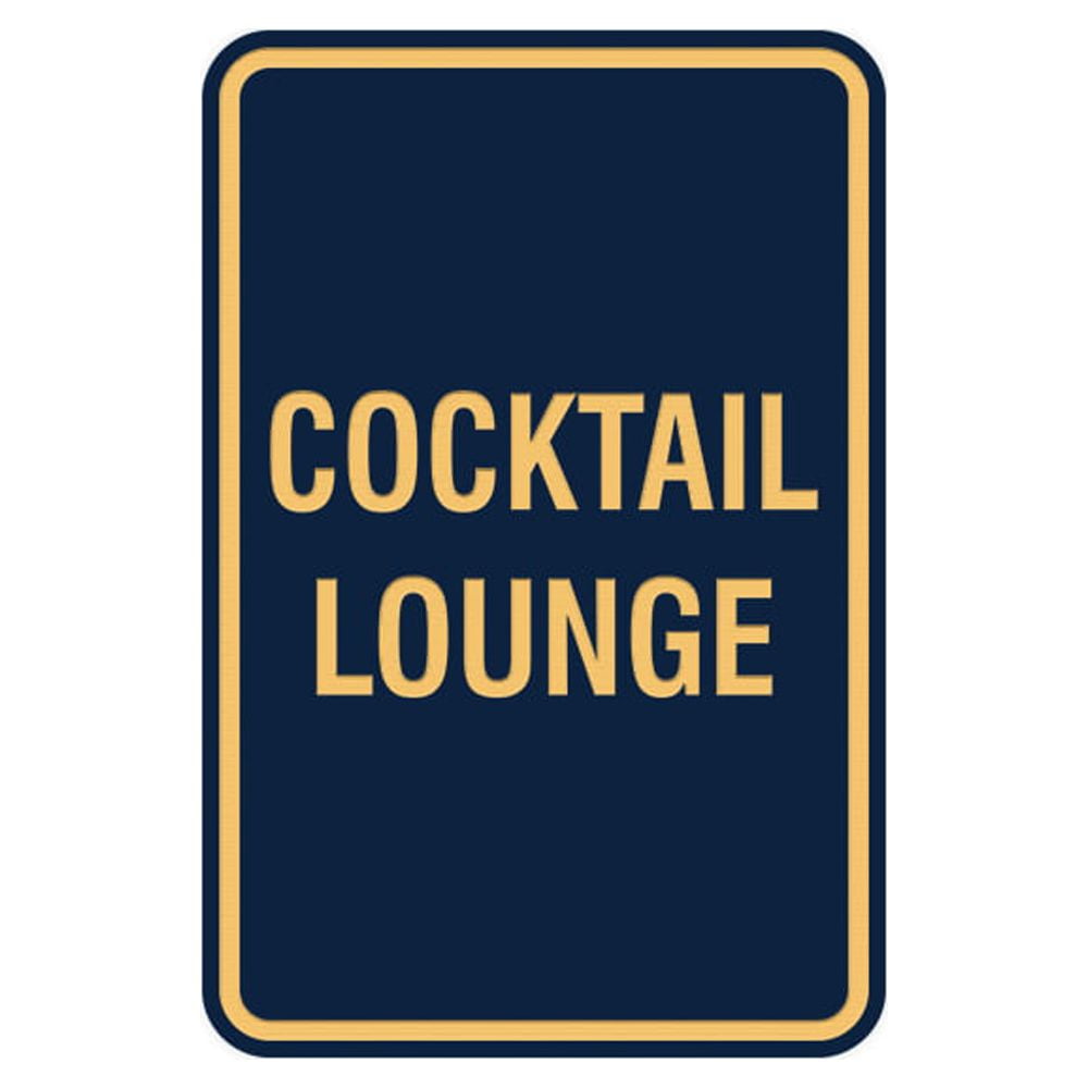 Portrait Round Cocktail Lounge Sign (Navy Blue/Gold) - Large 6" x 8 ...