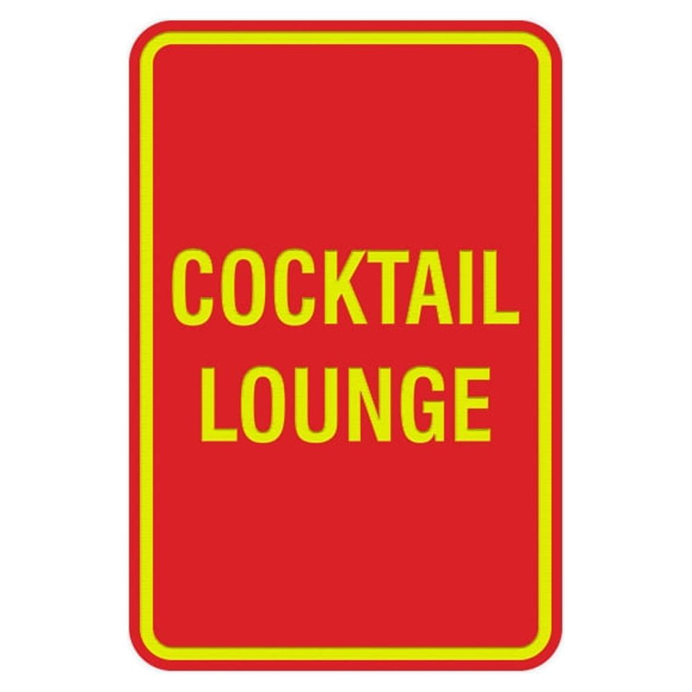 Portrait Round Cocktail Lounge Sign (Red/Yellow) - Large 6" x 8 ...