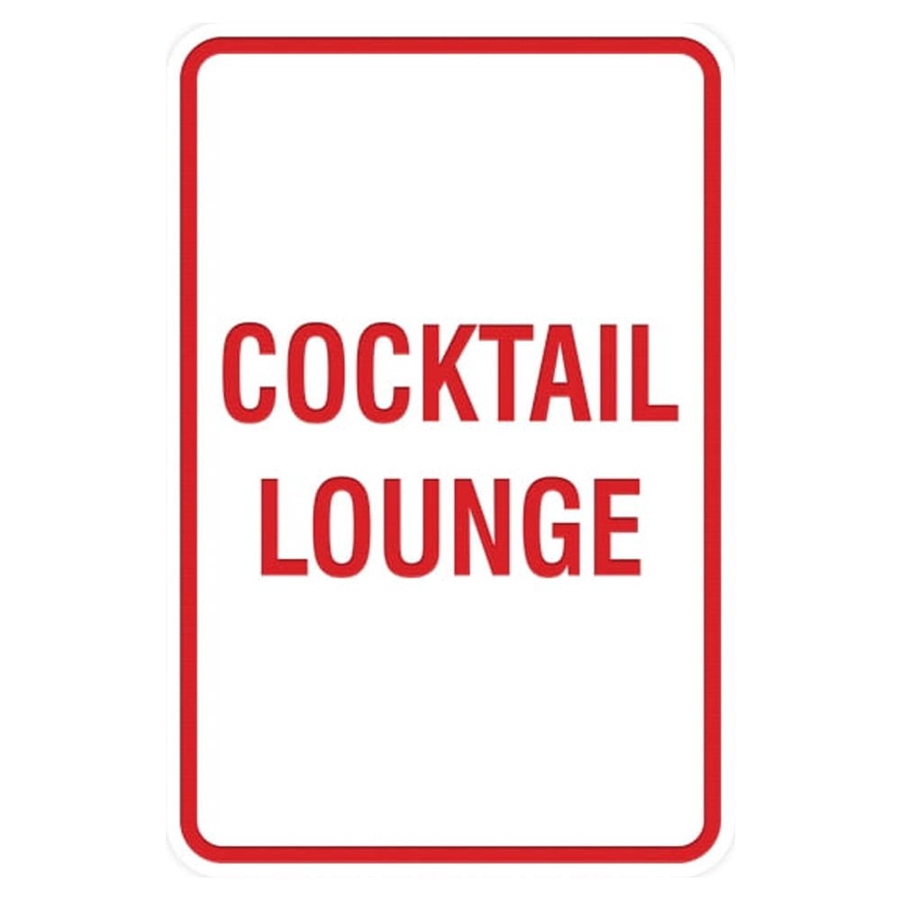 Portrait Round Cocktail Lounge Sign (White/Red) - Large 6" x 8 ...
