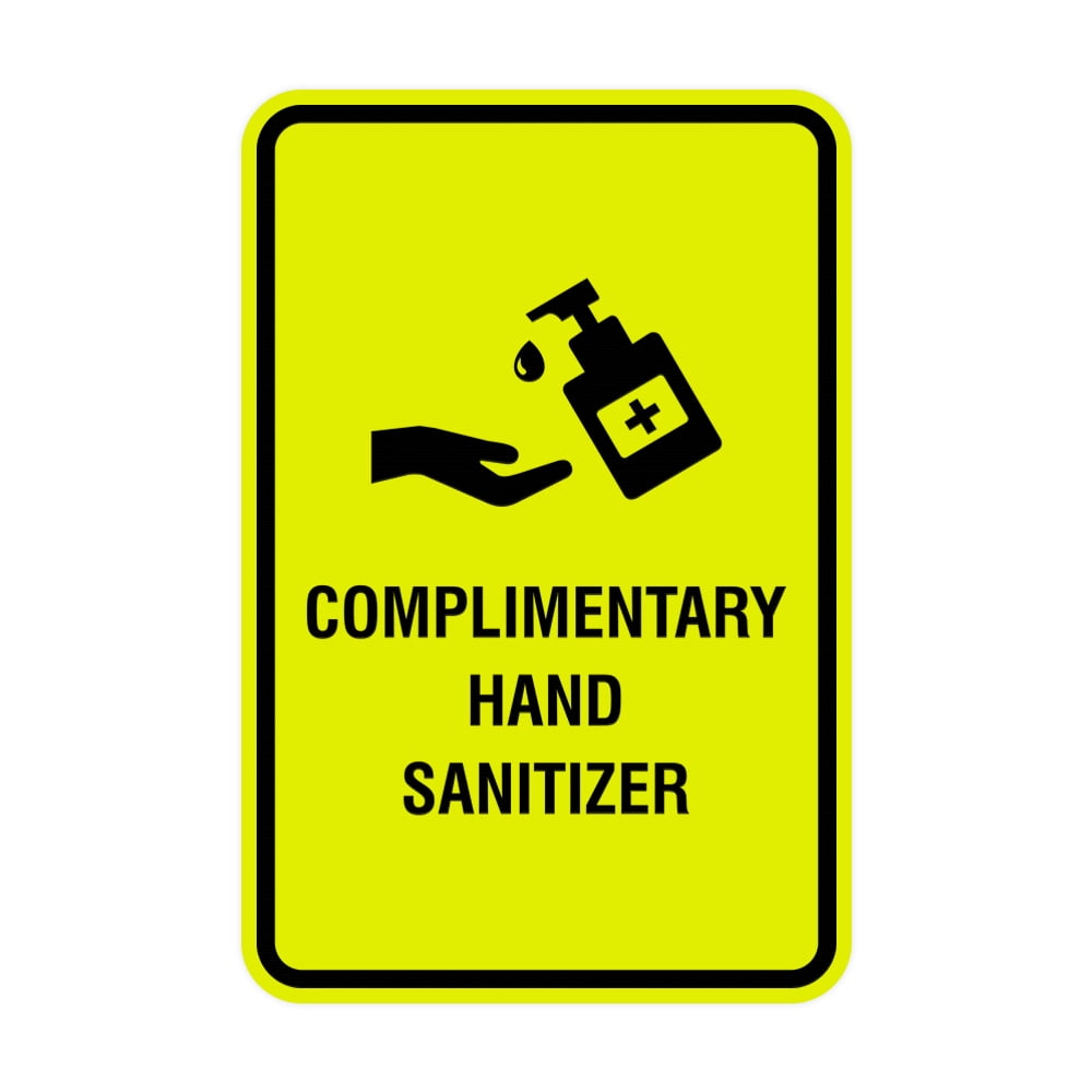 Portrait Round Complimentary Hand Sanitizer Sign (Yellow / Black ...