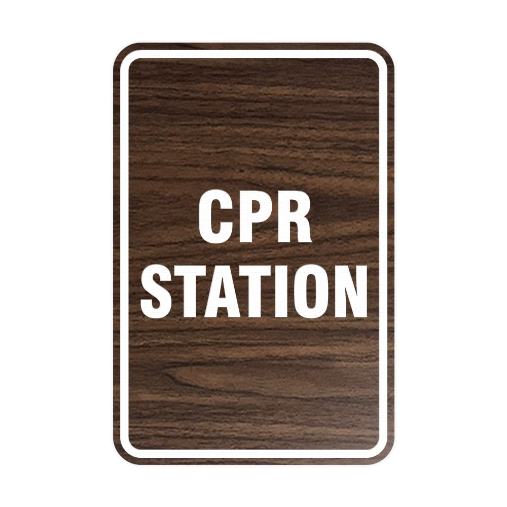 Portrait Round Cpr Station Sign (Walnut) - Large 6" x 8" - Walmart.com