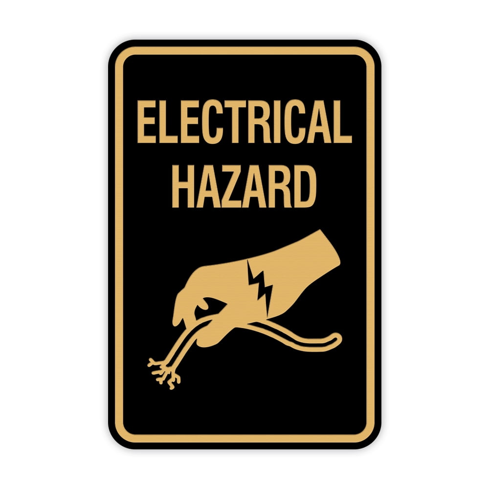 Portrait Round Electrical Hazard Sign (Black Gold) - Large - Walmart.com