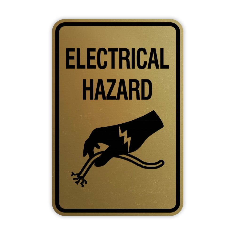 Portrait Round Electrical Hazard Sign (Brushed Gold) - Large - Walmart.com