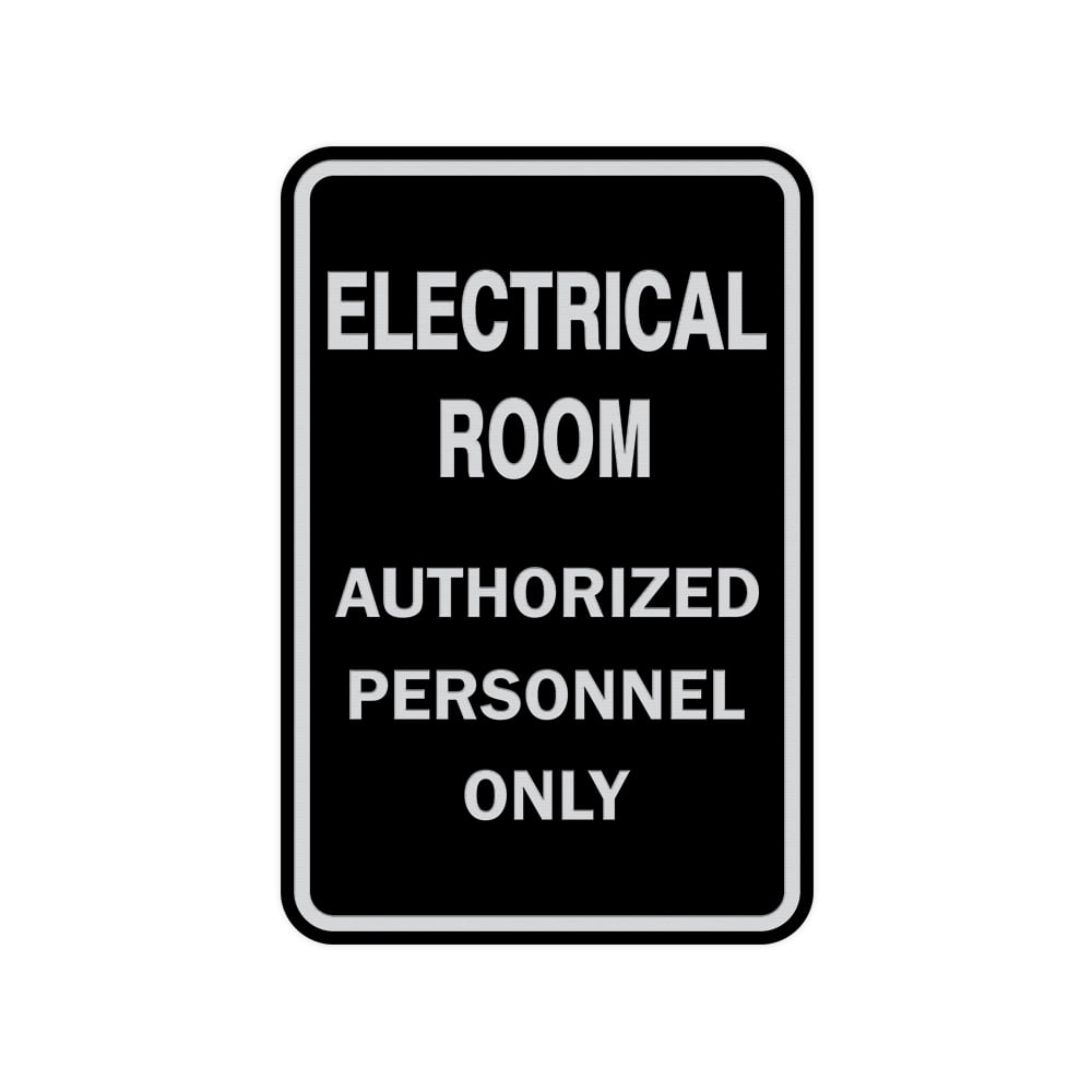 Portrait Round Electrical Room Authorized Personnel Only Sign (Black ...