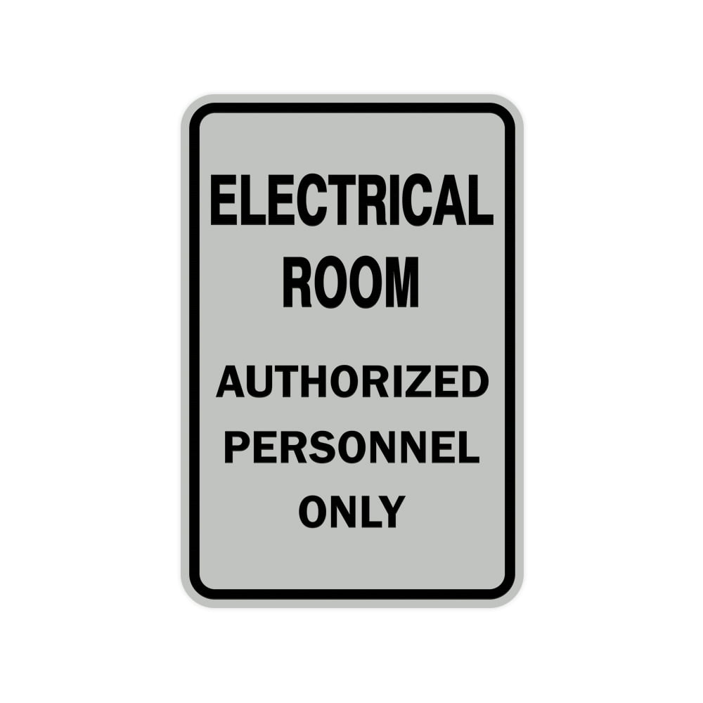 Portrait Round Electrical Room Authorized Personnel Only Sign (Lt Gray ...